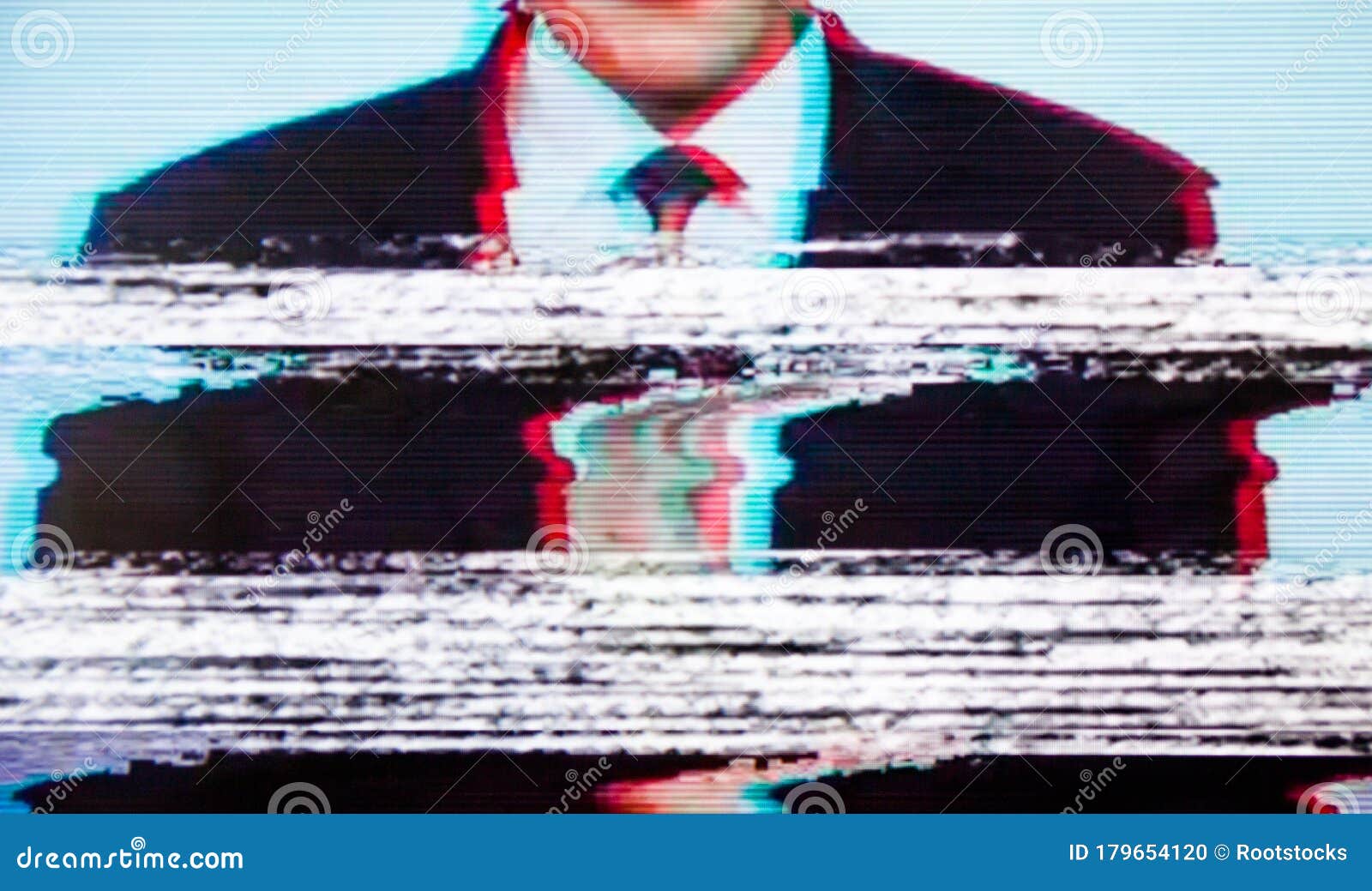 Man in a Suit on the Screen. Glitch Stock Photo - Image of newsperson ...