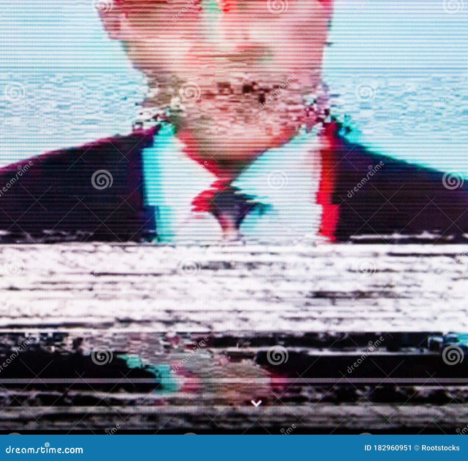 Man in a Suit on the Screen. Glitch Stock Image - Image of newsperson ...