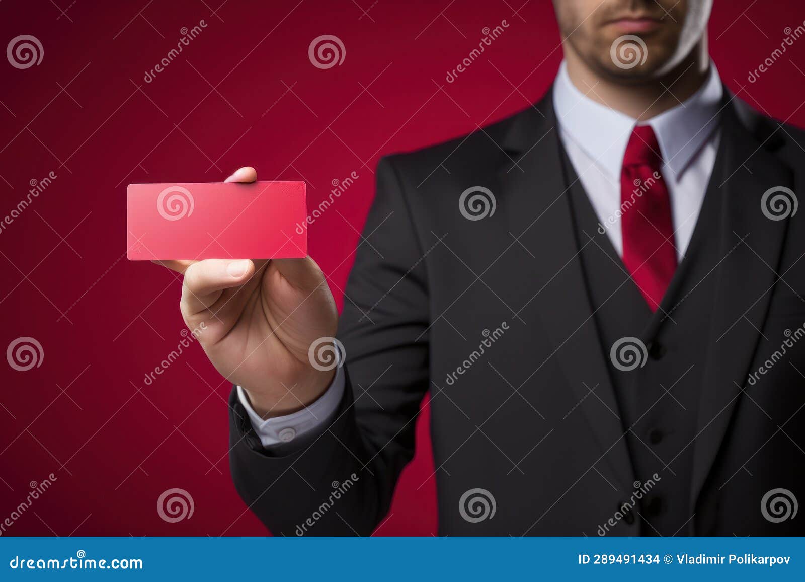 A Man in a Suit Shows a Red Card Stock Photo - Image of danger, collar ...