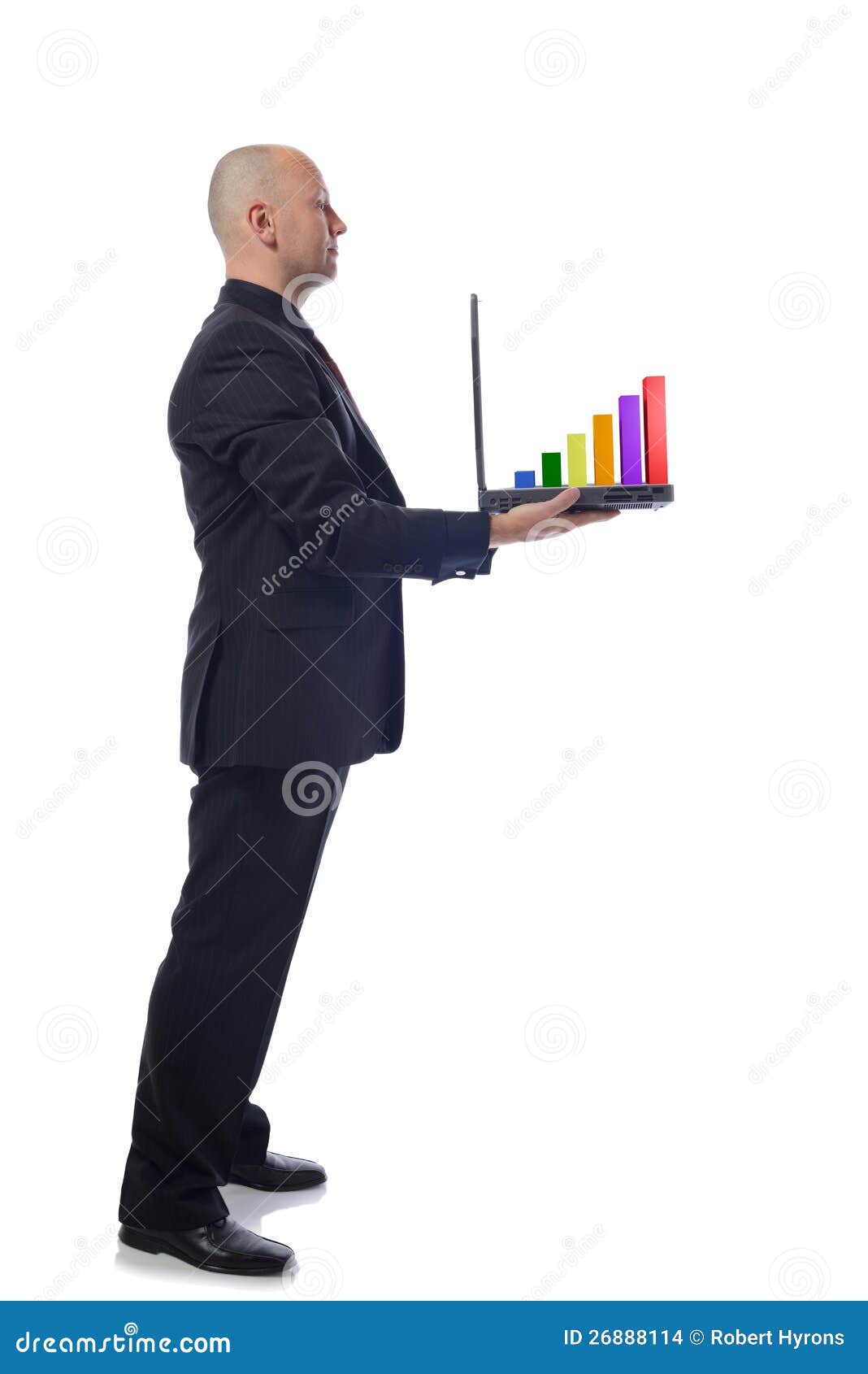 Man in Suit Side View Laptop Stock Photo - Image of confident, adult ...