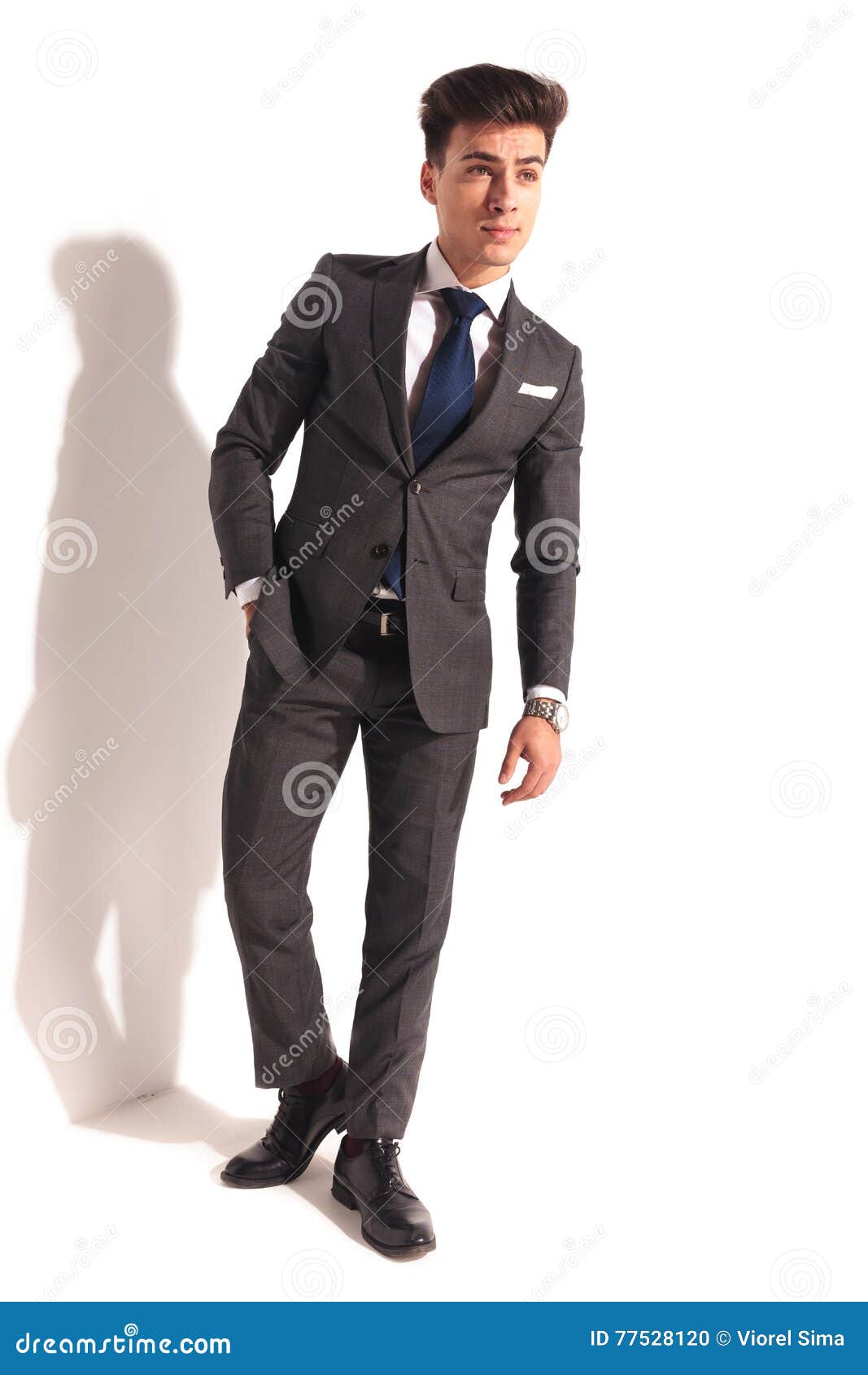 Man in Suit and Tie Posing with Hand in Pocket Stock Photo - Image of ...