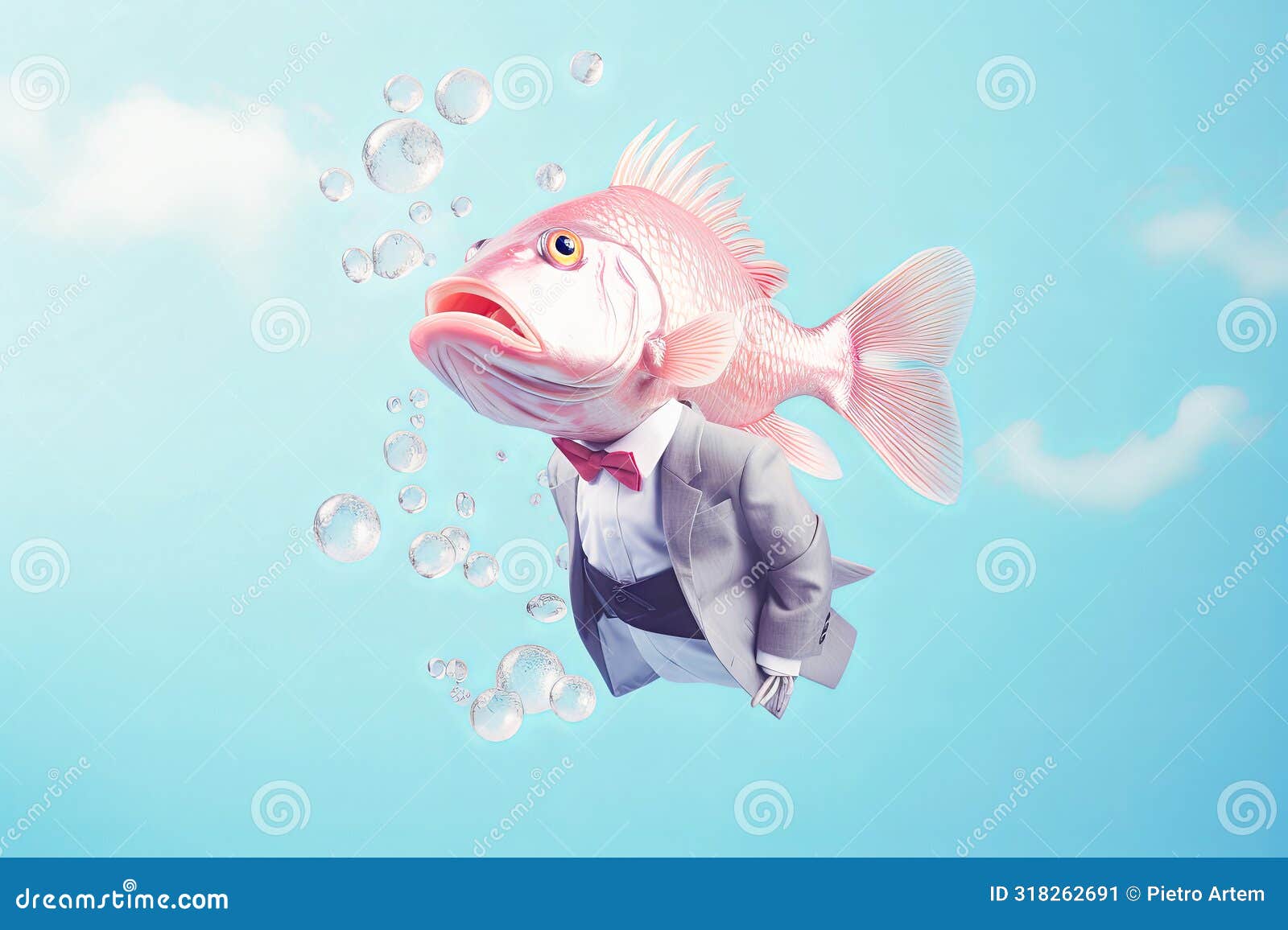 Man in Suit and Tie Wearing Fish Mask Stock Image - Image of bizarre ...
