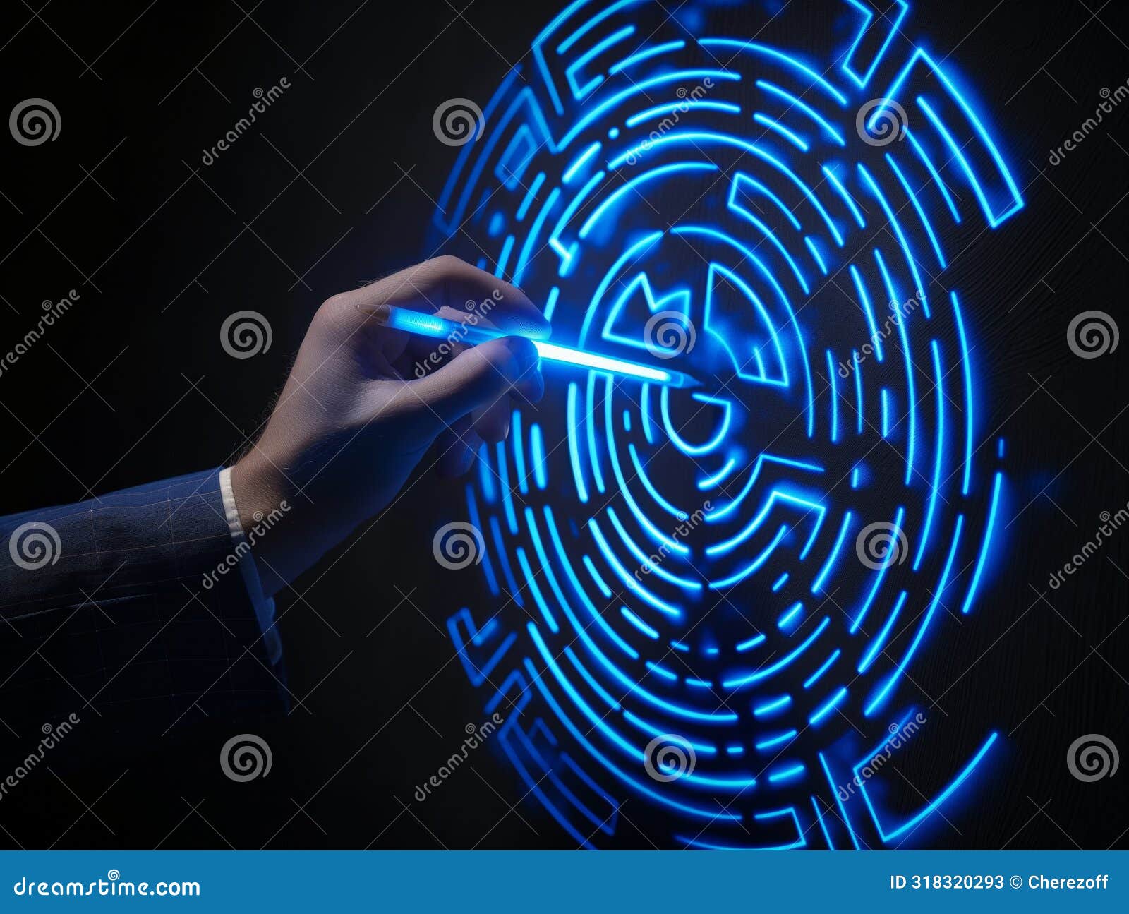 Businessman Interacting with Digital Maze Interface Stock Image - Image ...