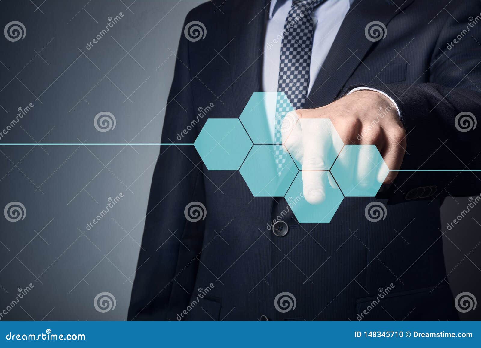 The Man in the Suit is Using HUD. Stock Photo - Image of executive ...