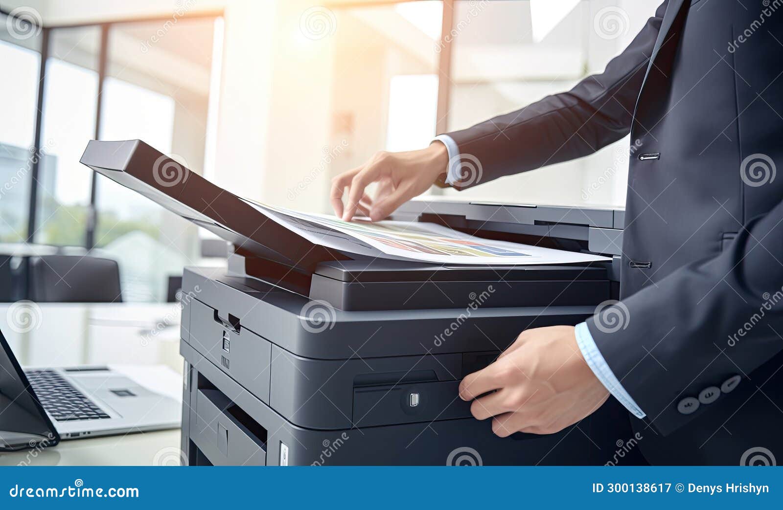 A Professional Businessman Operating a Printer Stock Illustration ...