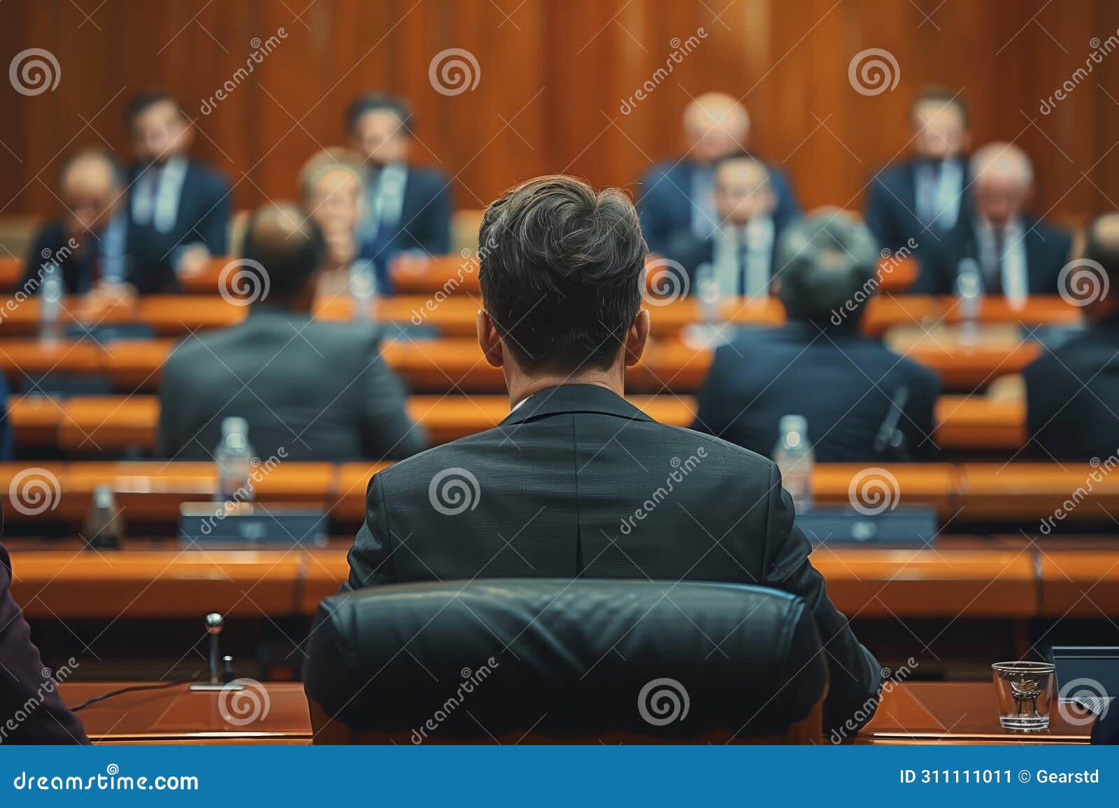 Man in Suit Watching a Panel Discussion Stock Image - Image of ...