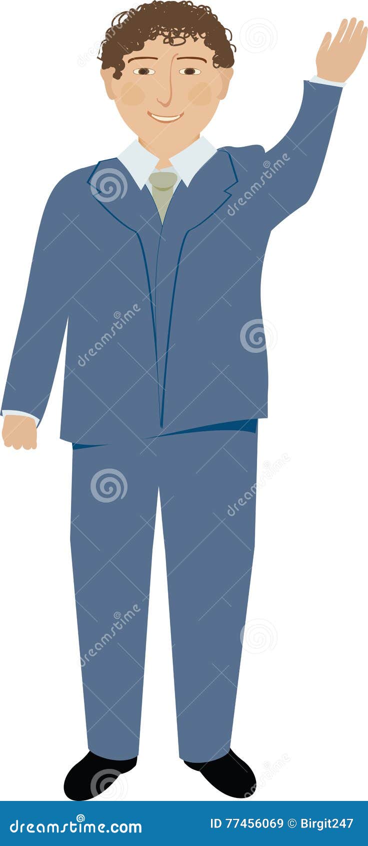 A Man in Suit Waves Hello stock vector. Illustration of people - 77456069