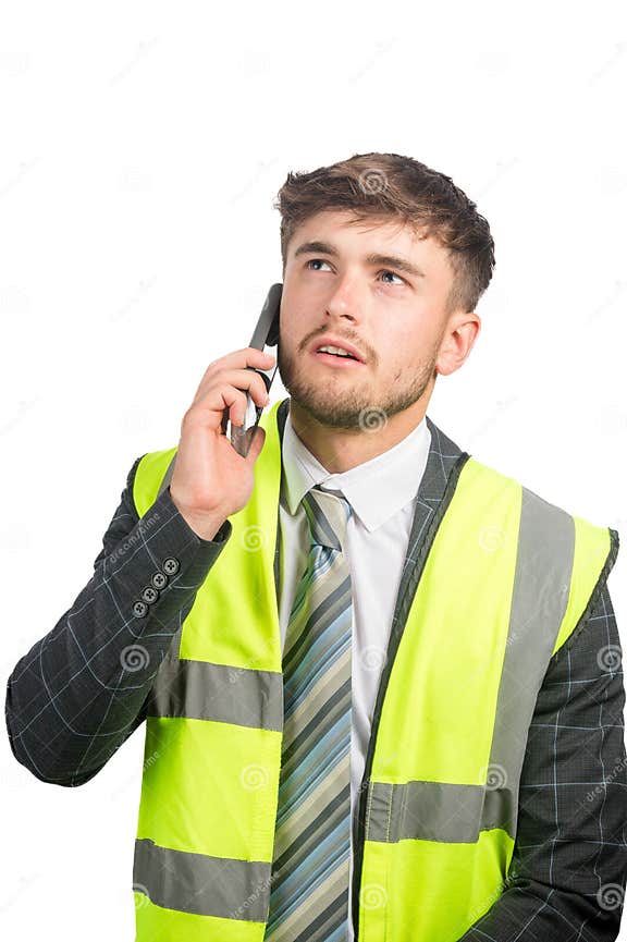 Man In A Suit Wearing A Hi Vis Vest Stock Image Image Of Contractor Young 286539097