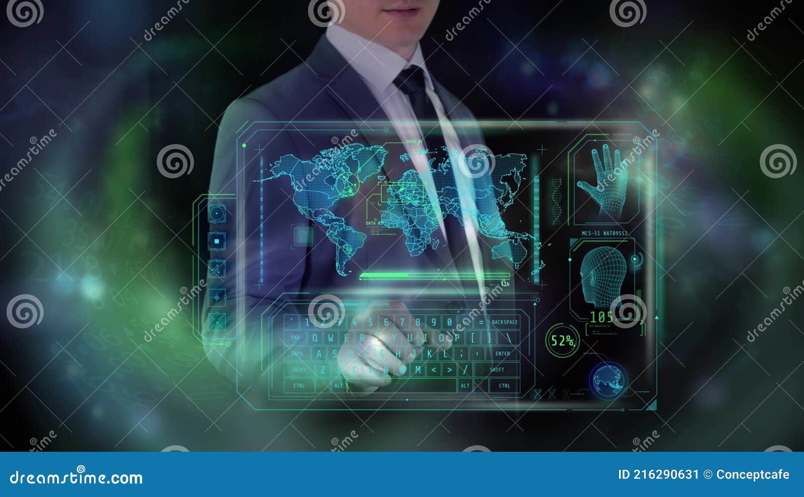 The Man Works with the Virtual Tracking Interface. Stock Video - Video ...