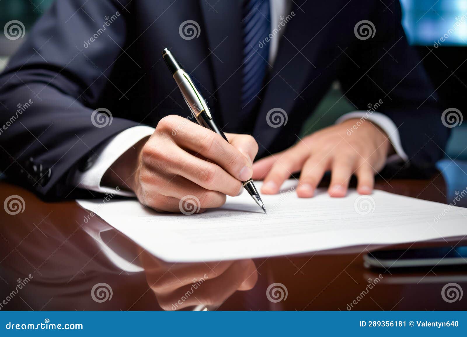 Man in Suit Writing on Piece of Paper. Generative AI Stock Image ...