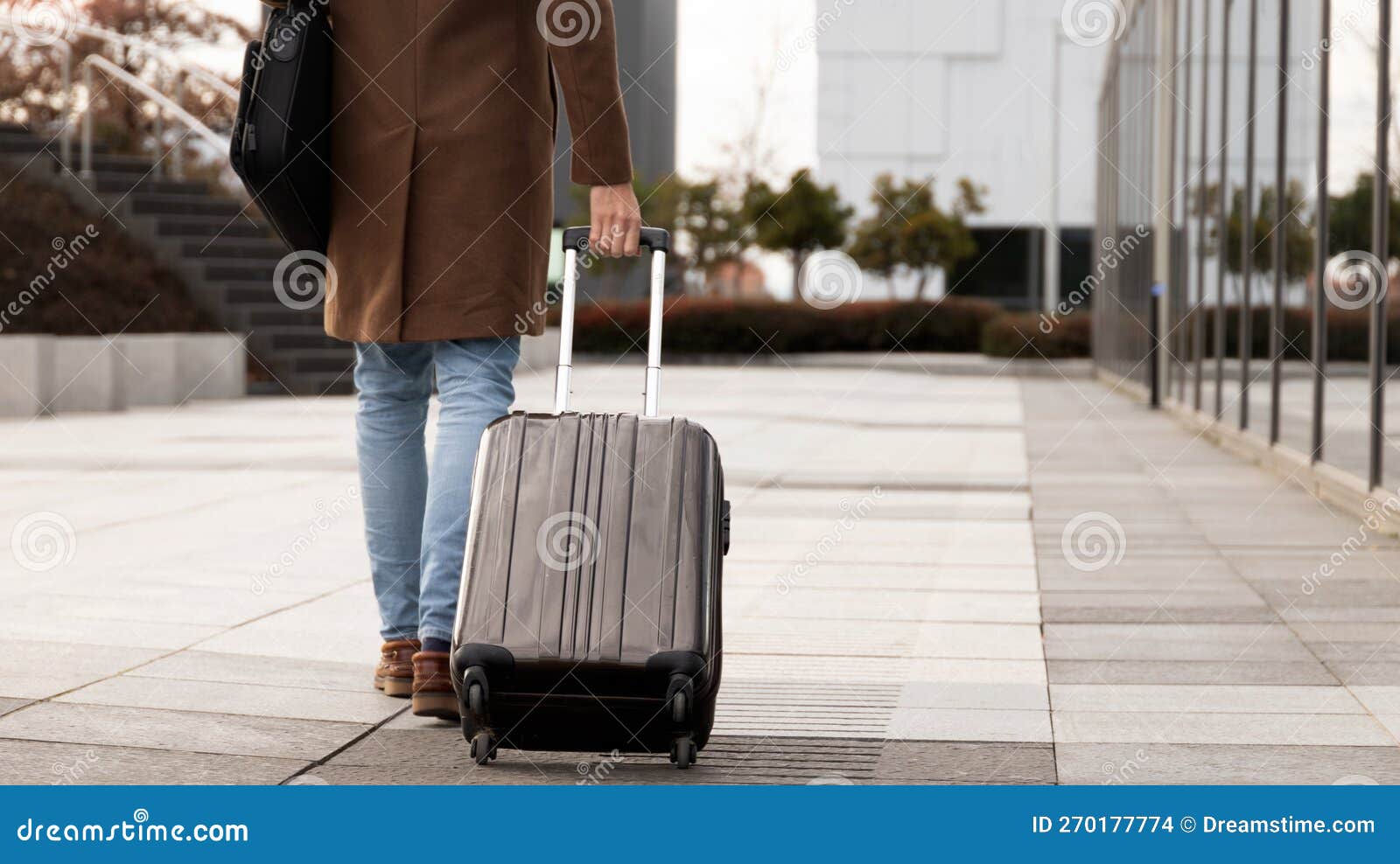 Man with Suitcase from Behind Walking Away Stock Photo - Image of ...