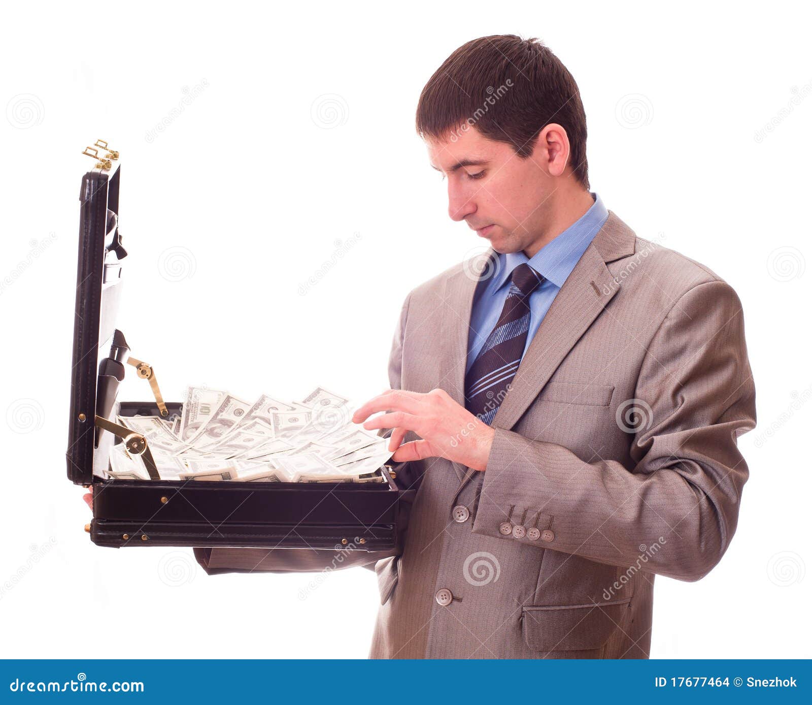 Man with Suitcase Full of Money Stock Photo - Image of prize, pocket ...