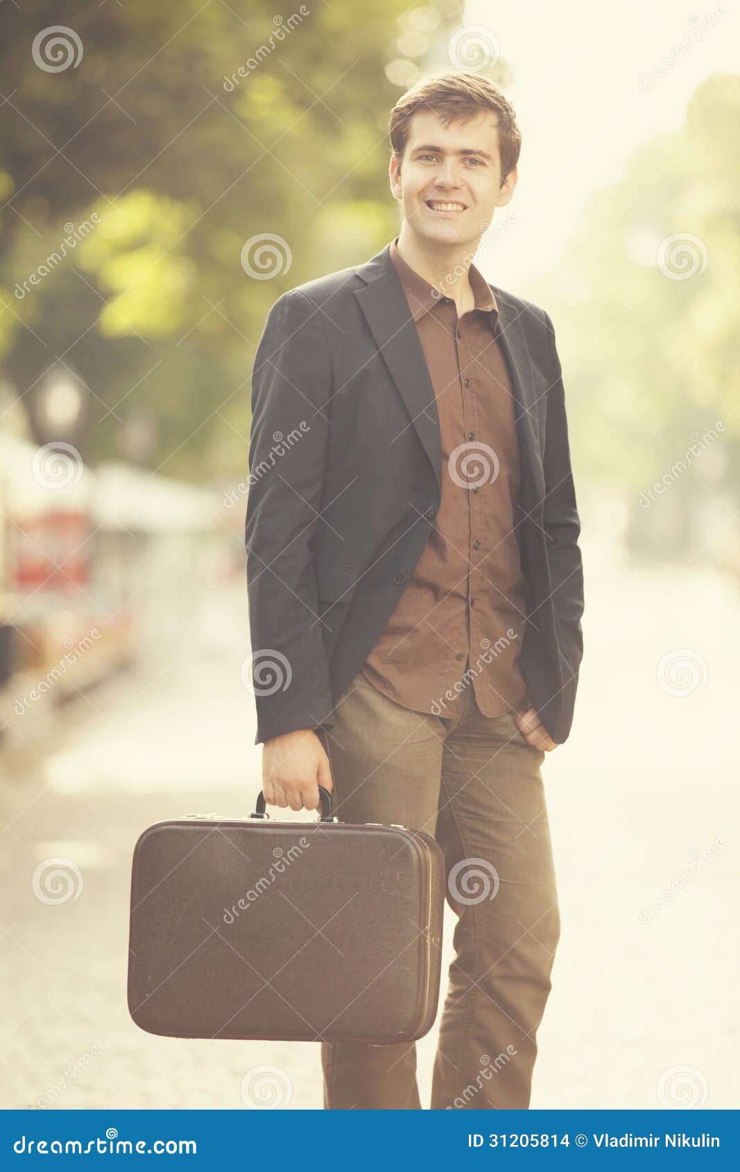 Man with suitcase stock photo. Image of place, fashion - 31205814