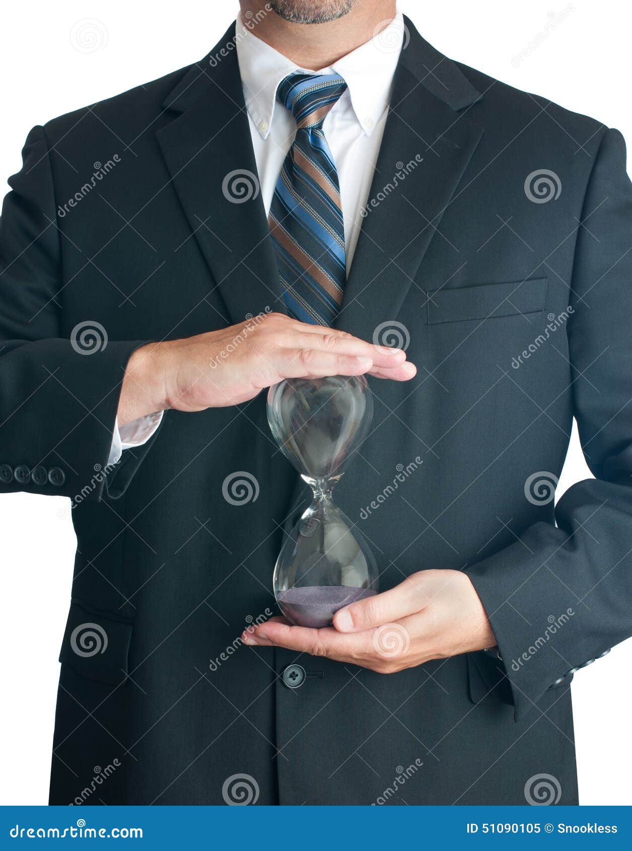 Man in Suite Holding Hourglass Stock Image - Image of money, necktie ...