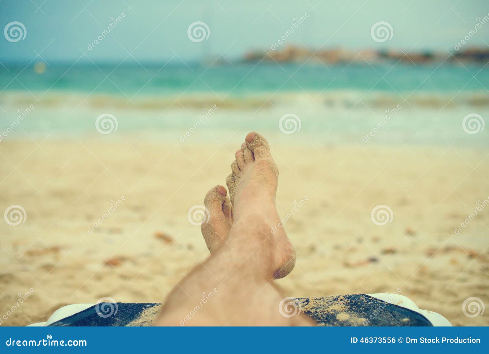 Man sunbathing on lounger. stock photo. Image of hairy - 46373556