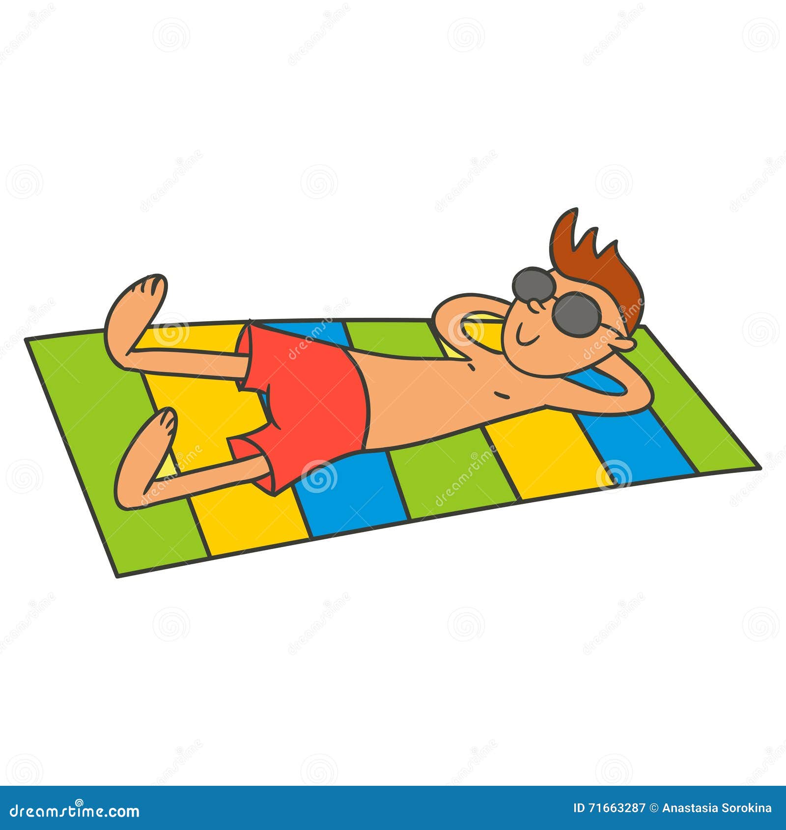 Man sunbathing stock vector. Illustration of graphic - 71663287