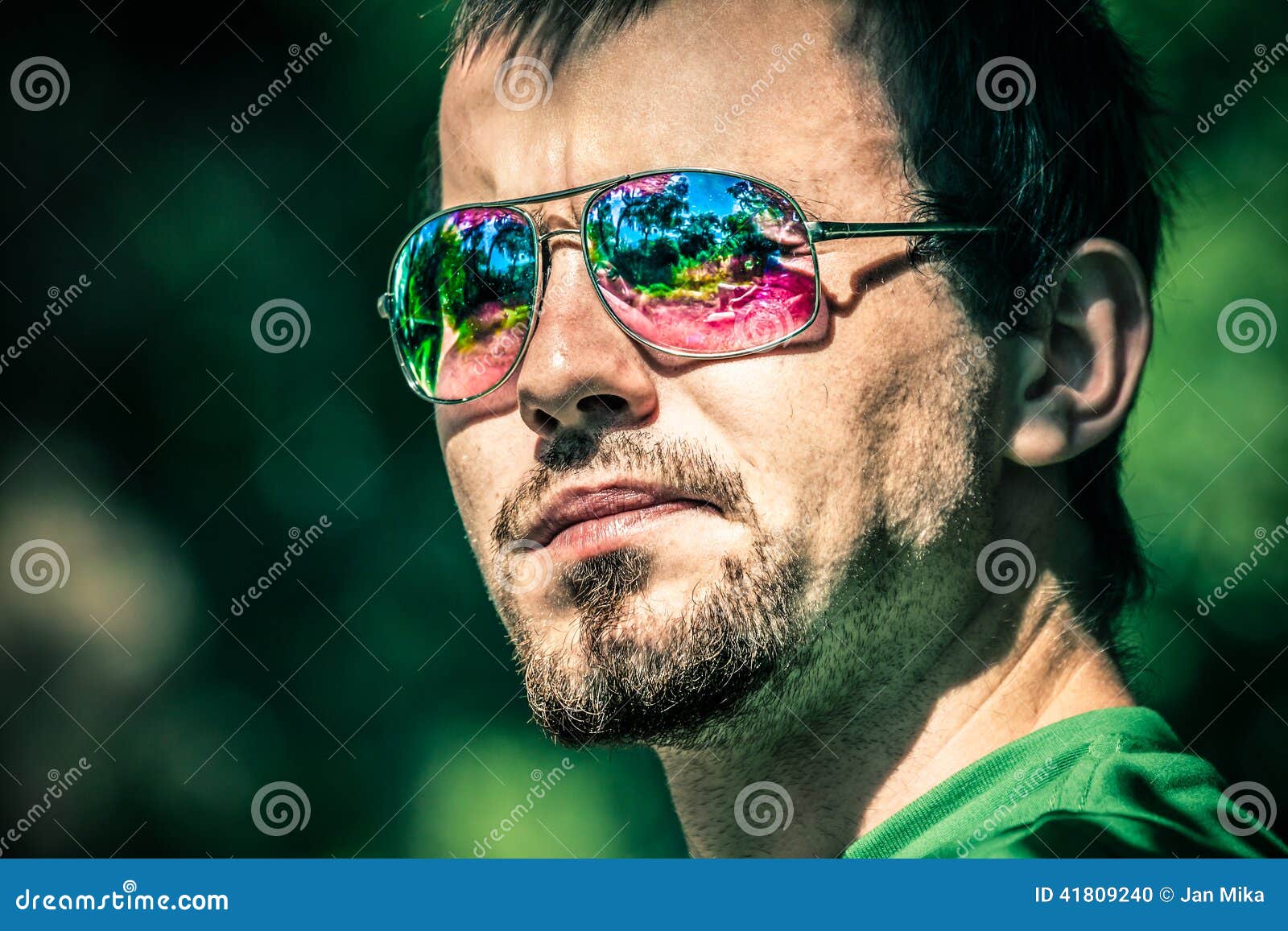 Man in Sunglasses with Colourful Reflection Stock Photo - Image of ...