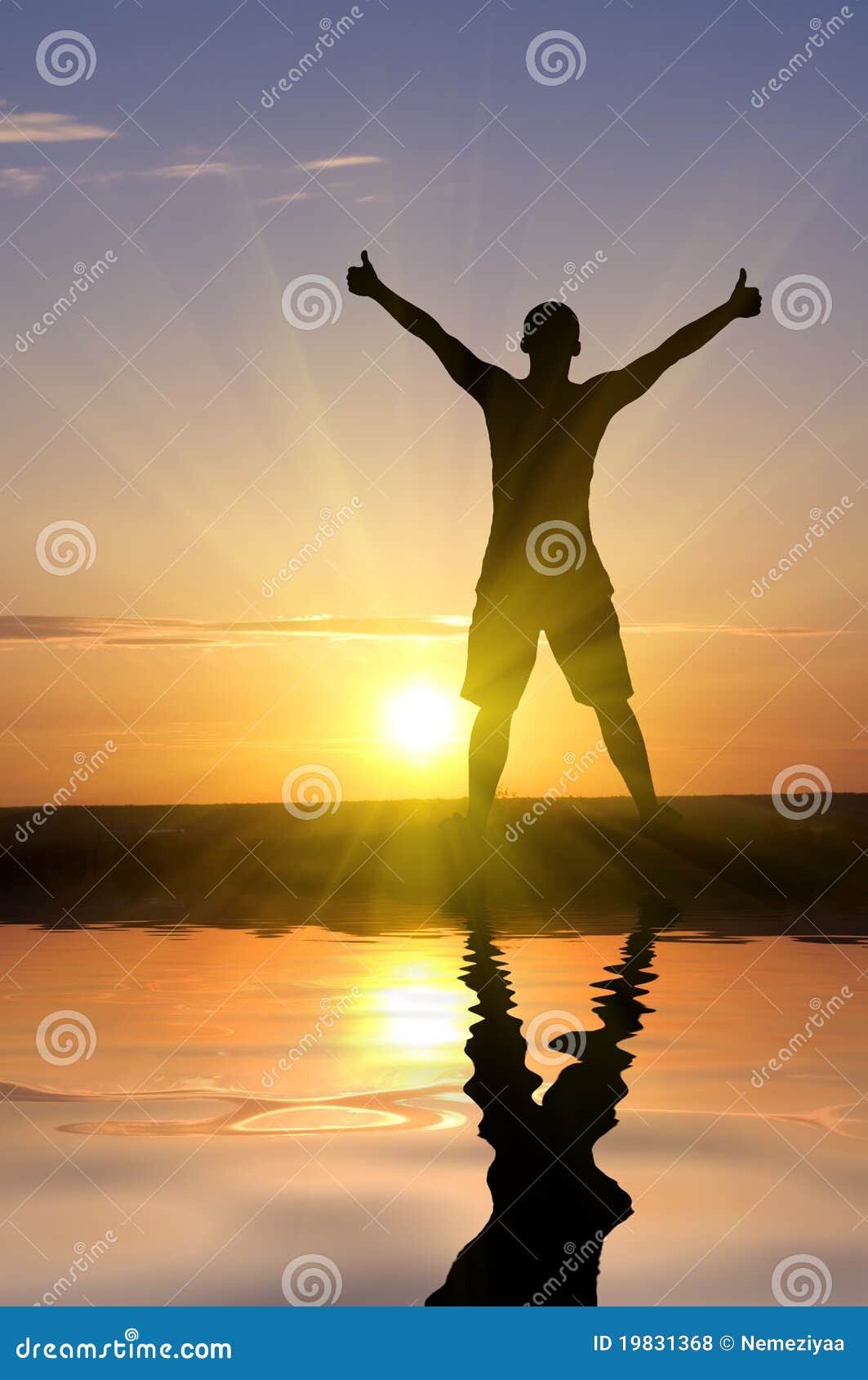 Man on the sunrise stock photo. Image of active, peace - 19831368