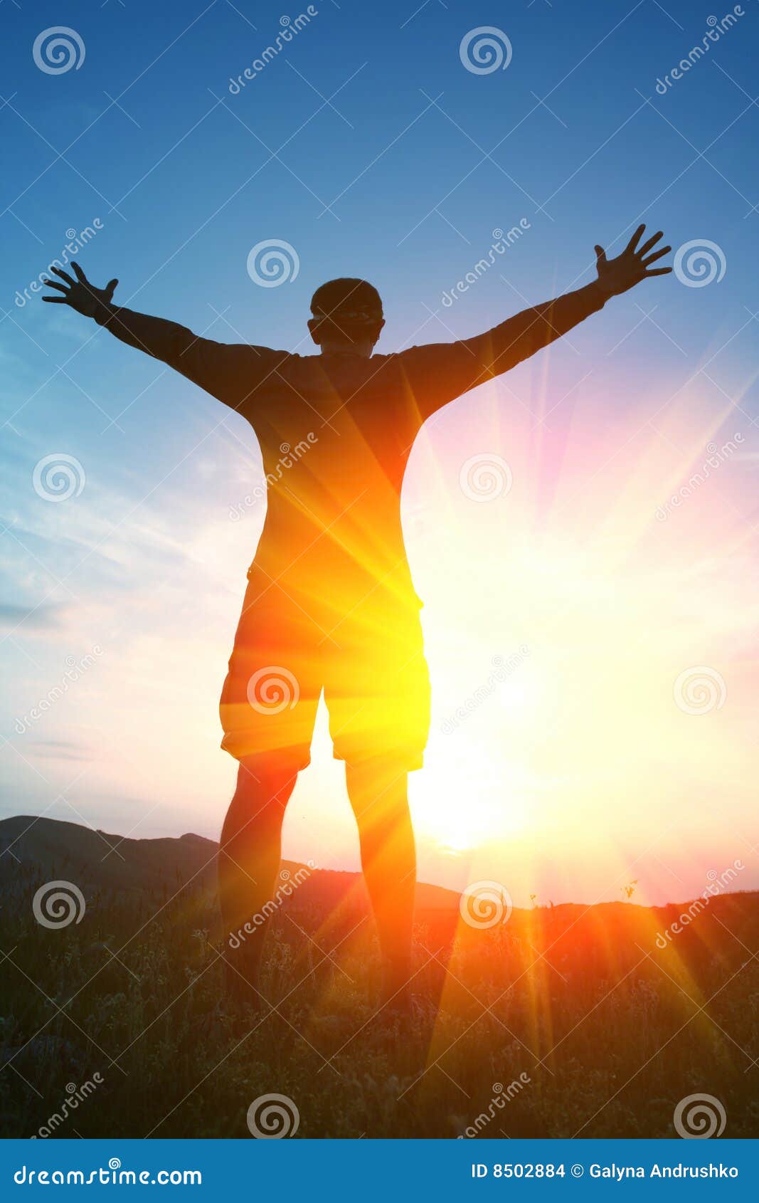 Man on sunrise stock photo. Image of concept, hiking, environment - 8502884