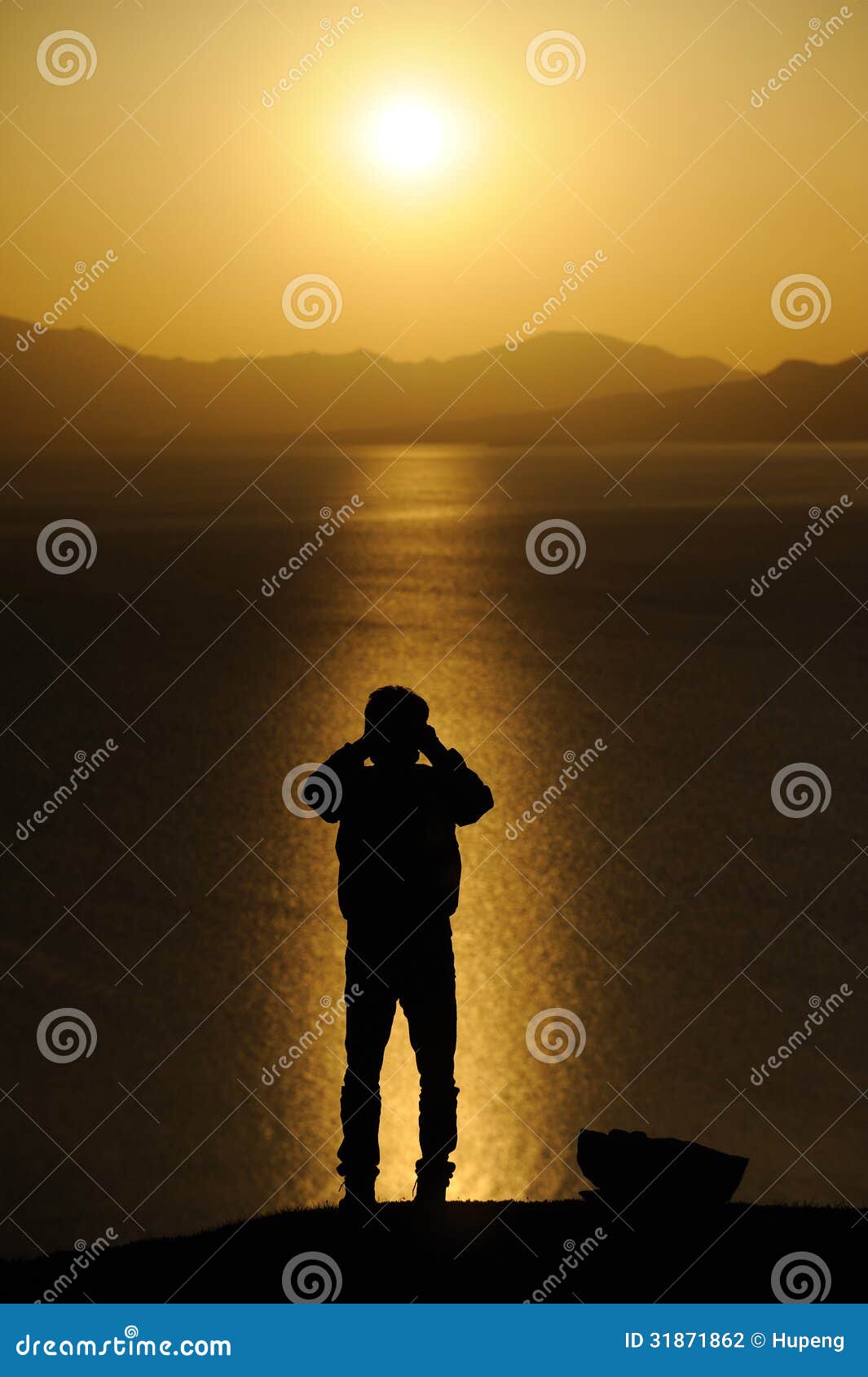 Man at sunrise stock photo. Image of beauty, evening - 31871862