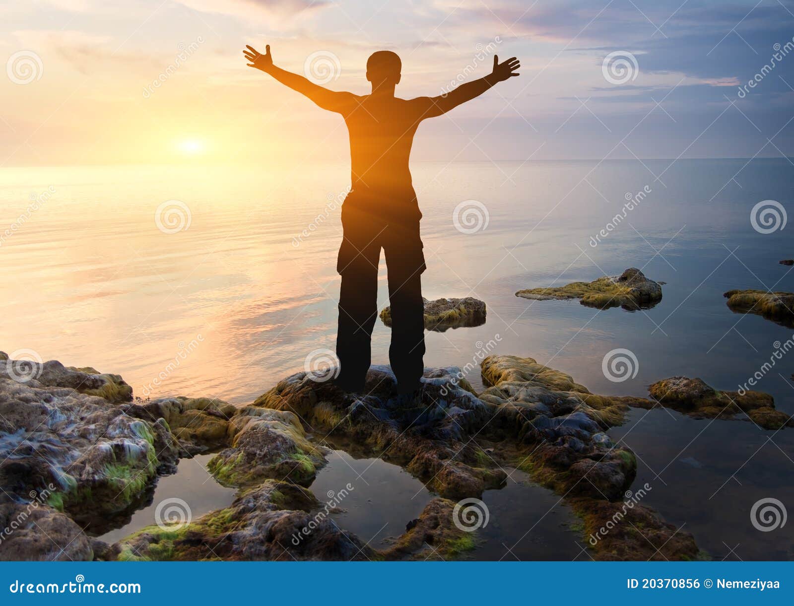 Man on the sunset stock photo. Image of adventure, peak - 20370856