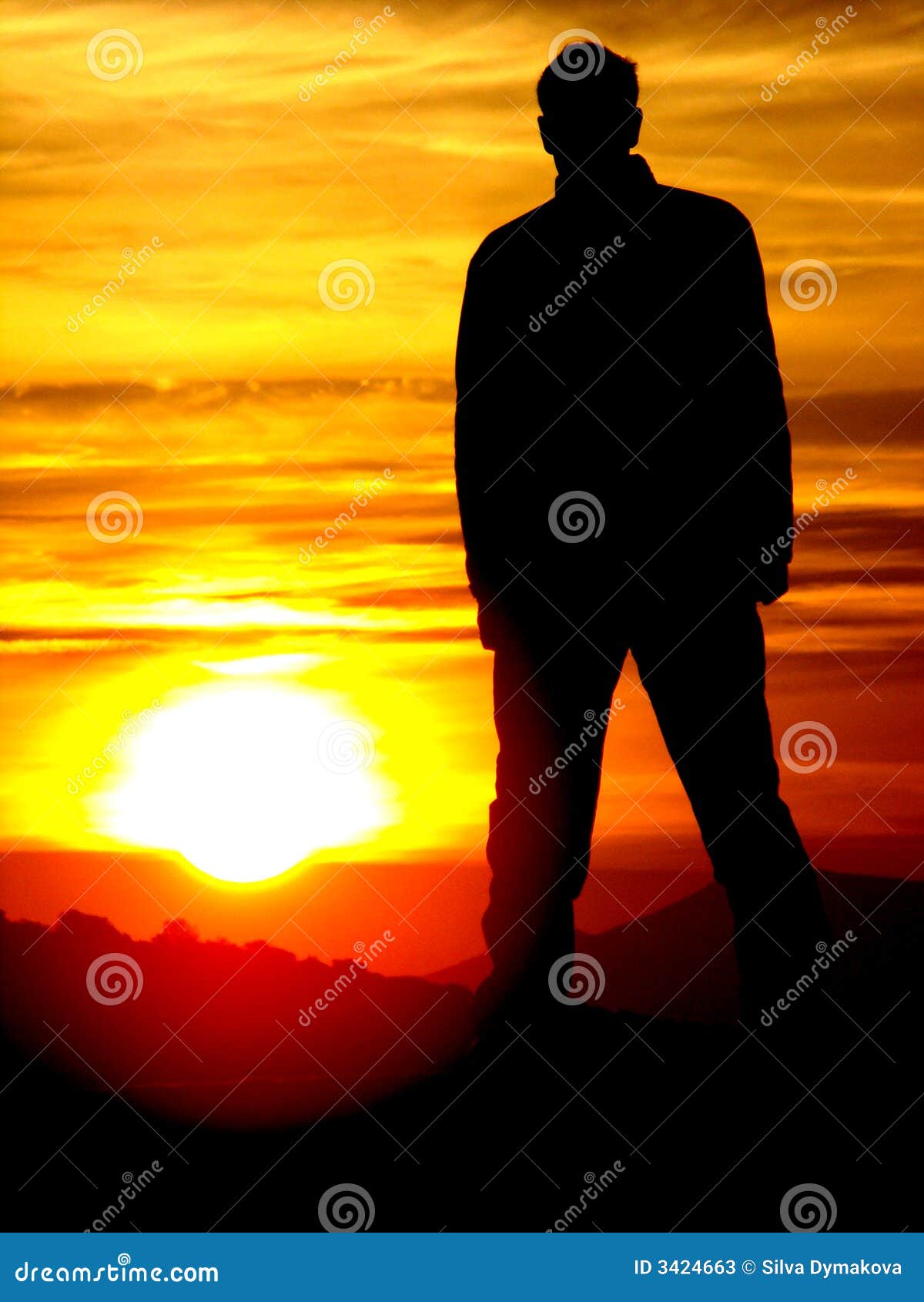 Man in sunset stock image. Image of silhouette, branches - 3424663