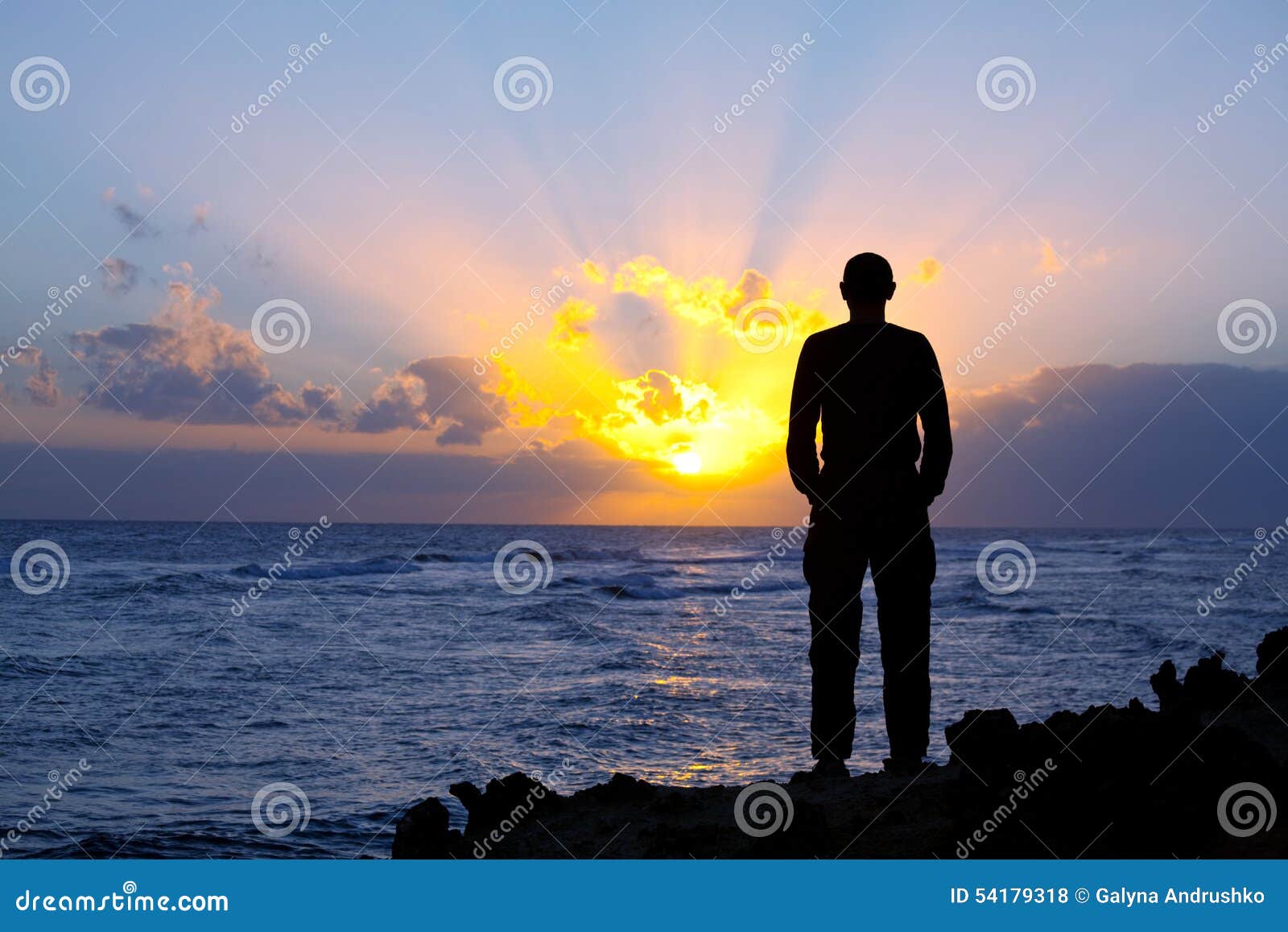 Man on sunset stock photo. Image of active, people, emotion - 54179318