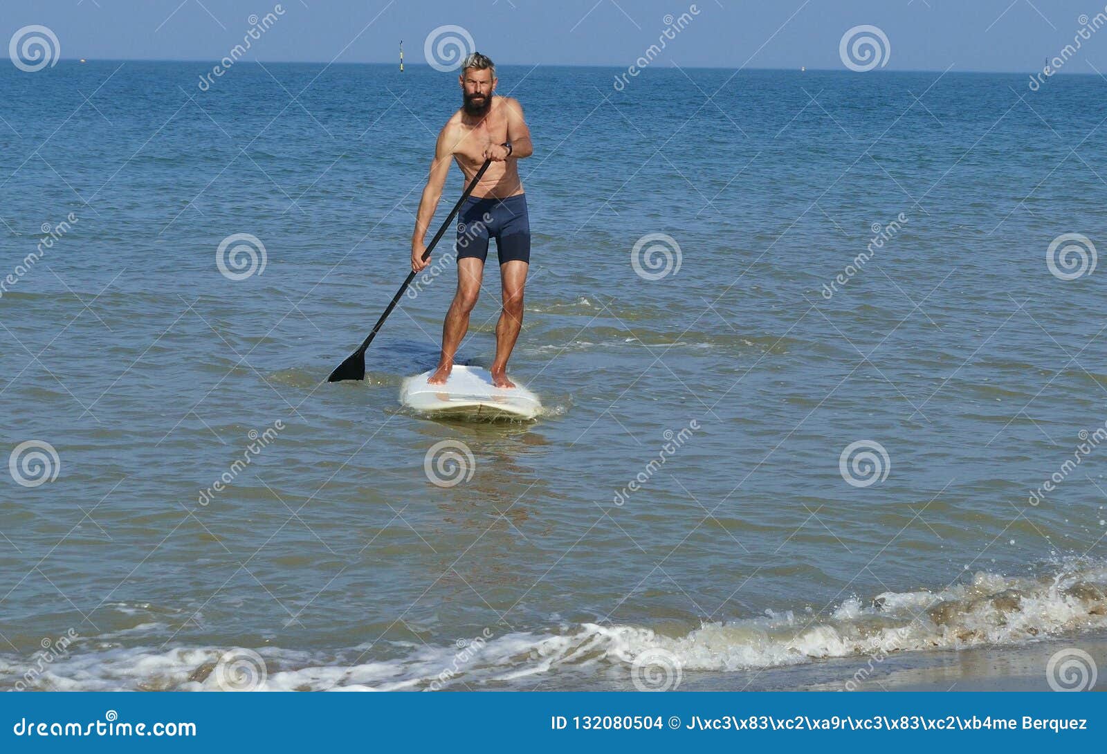 Man sup paddle board stock photo. Image of beard, health - 132080504