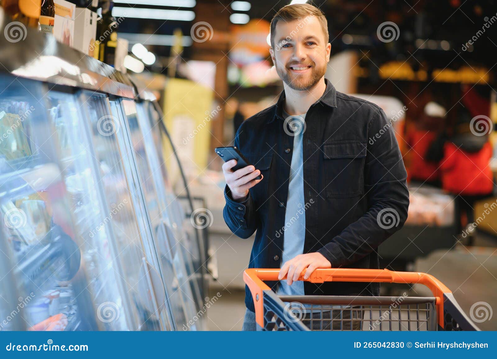 Man in Supermarket, Grocery Store Customer Stock Photo - Image of ...