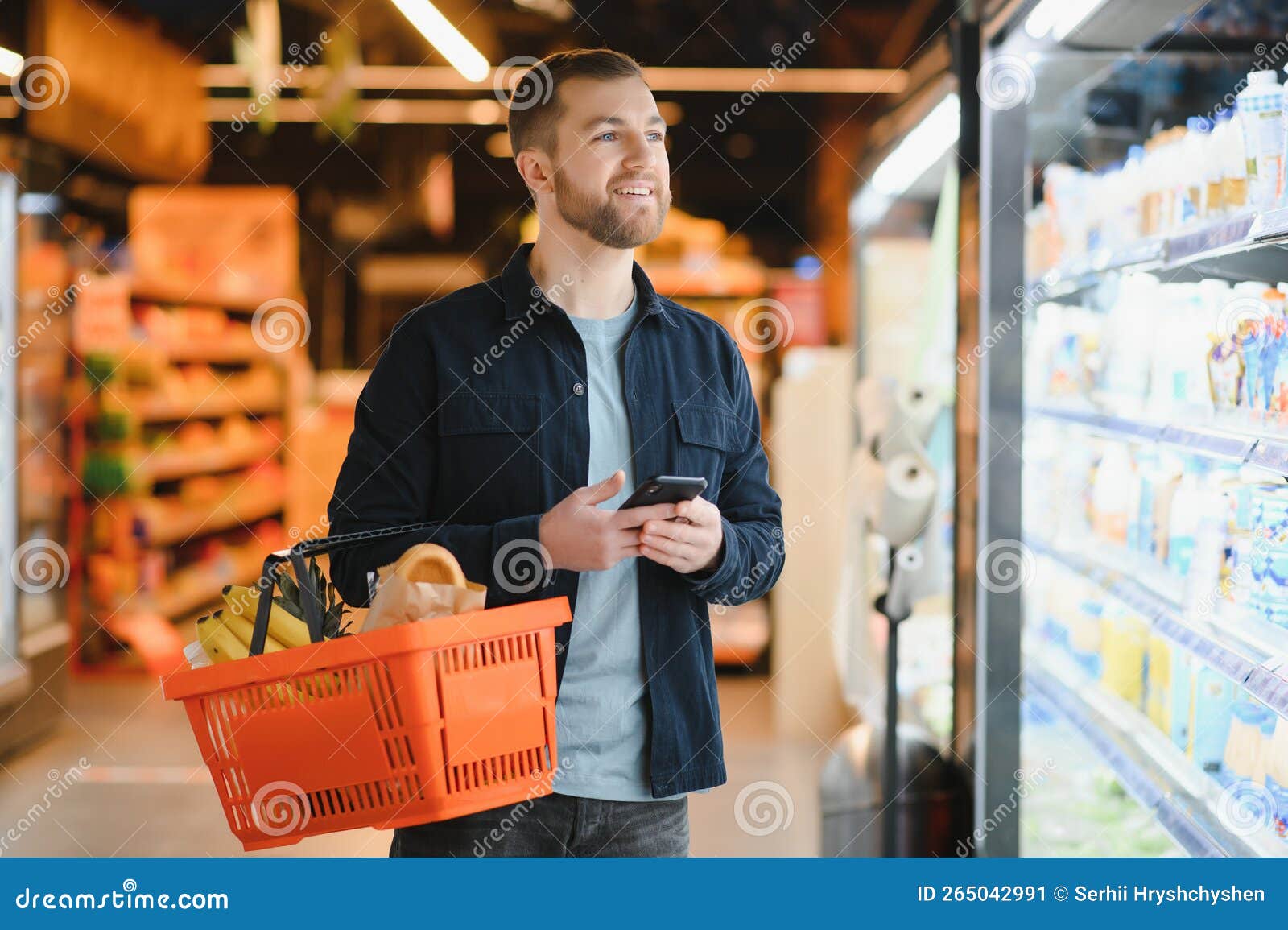 Man in Supermarket, Grocery Store Customer Stock Image - Image of ...