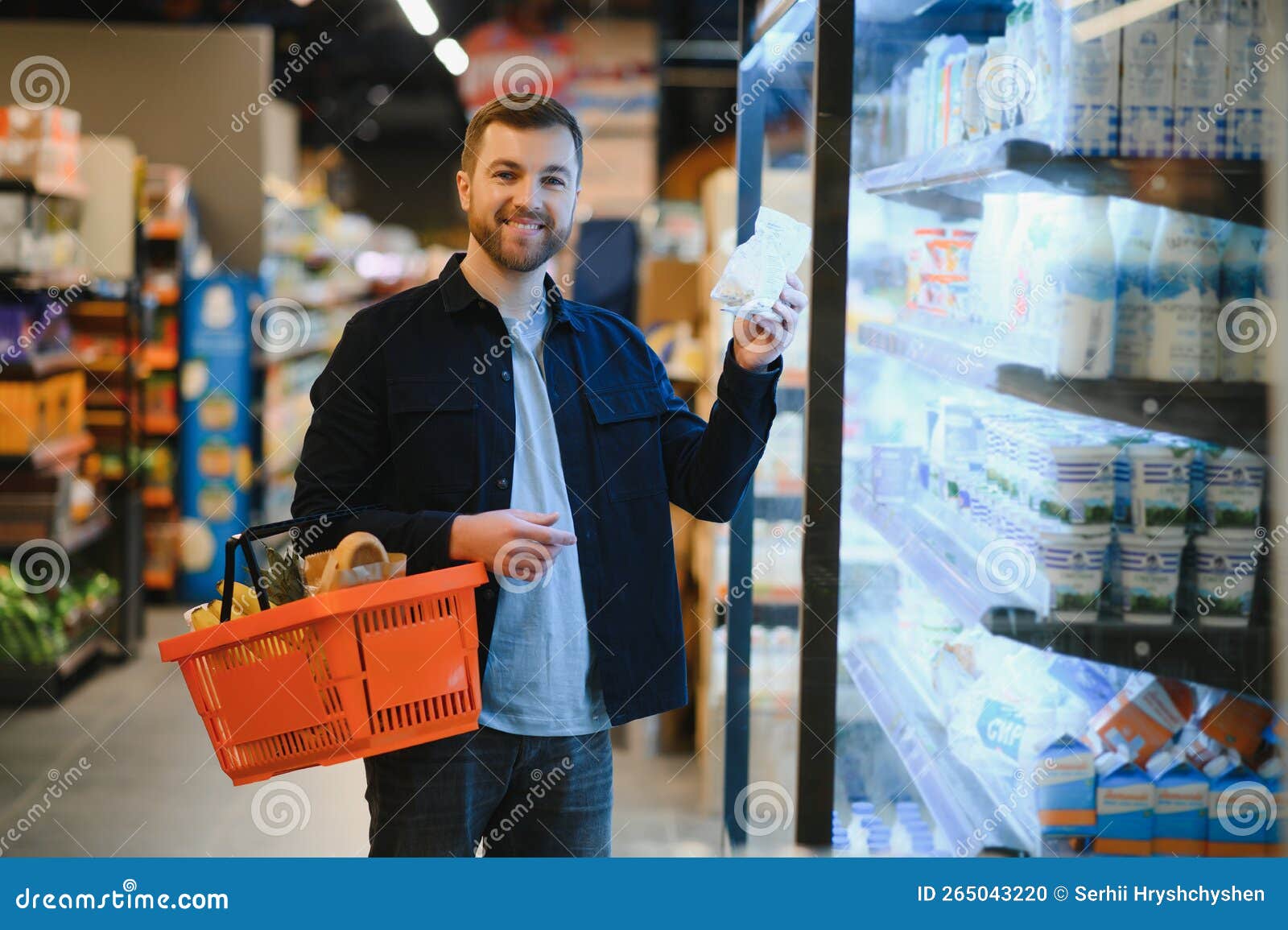 Man in Supermarket, Grocery Store Customer Stock Photo - Image of ...