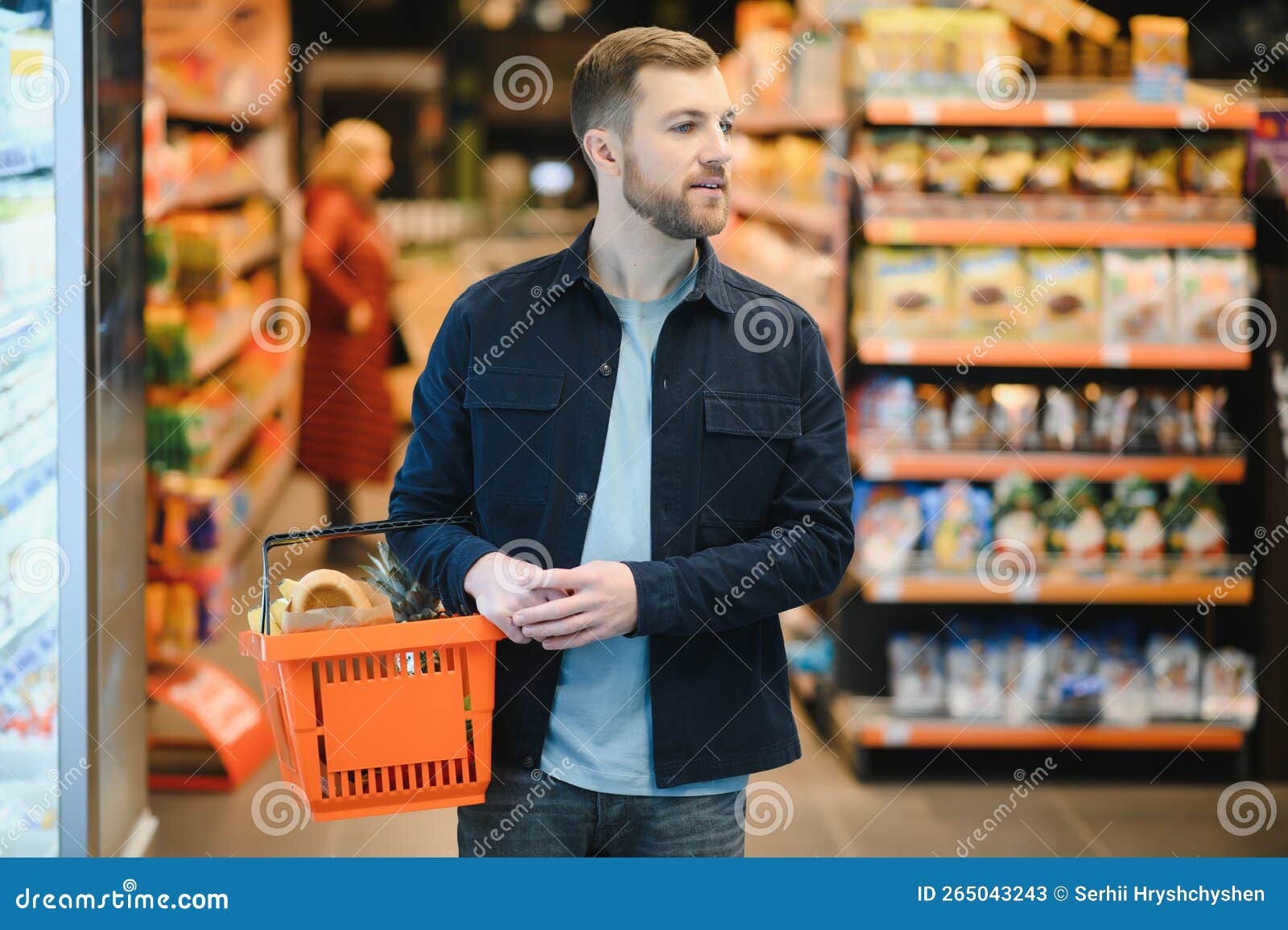 Man in Supermarket, Grocery Store Customer Stock Image - Image of ...