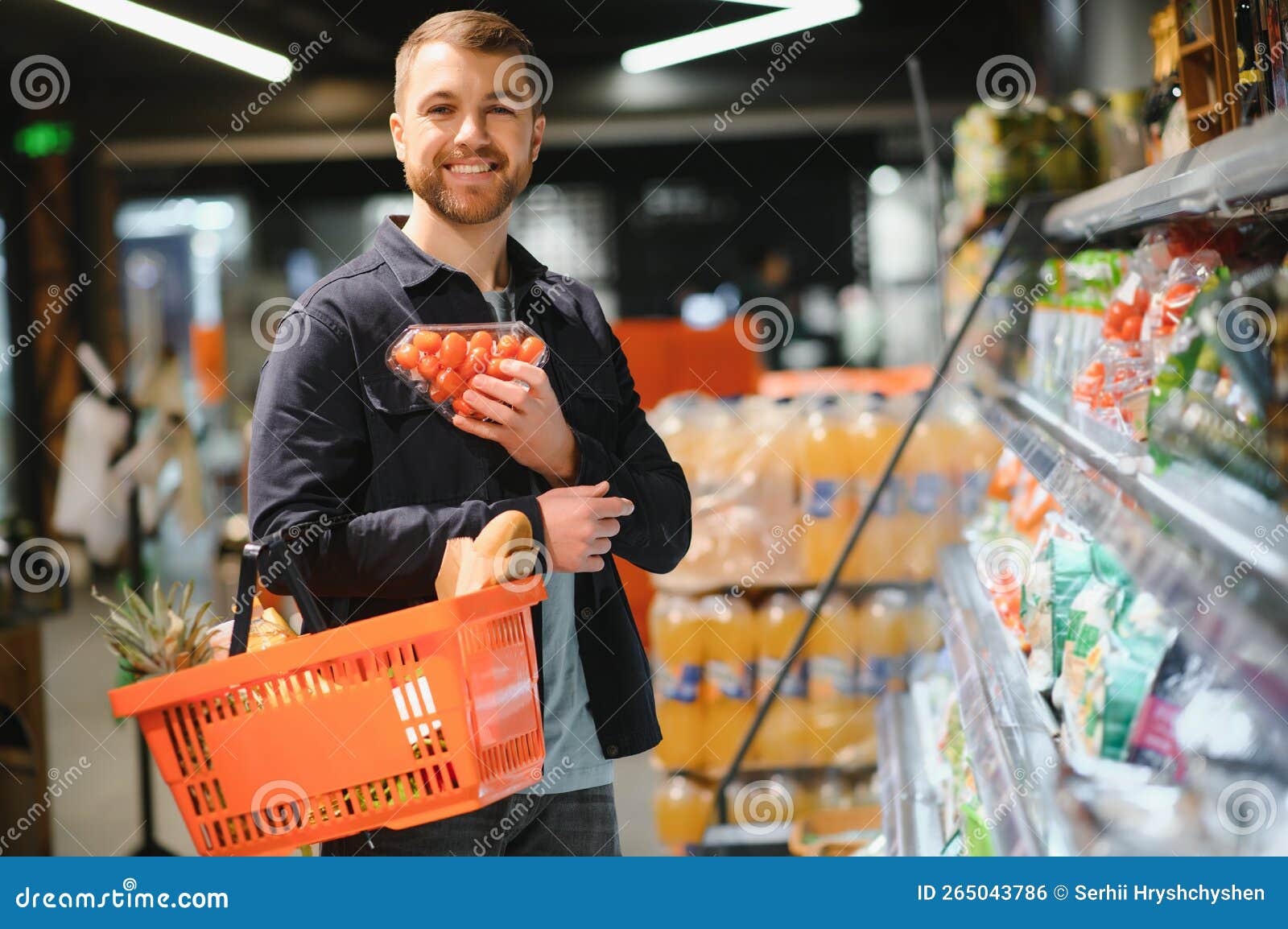 Man in Supermarket, Grocery Store Customer Stock Photo - Image of ...