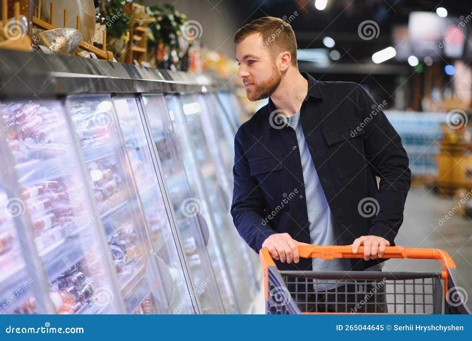 Man in Supermarket, Grocery Store Customer Stock Image - Image of ...