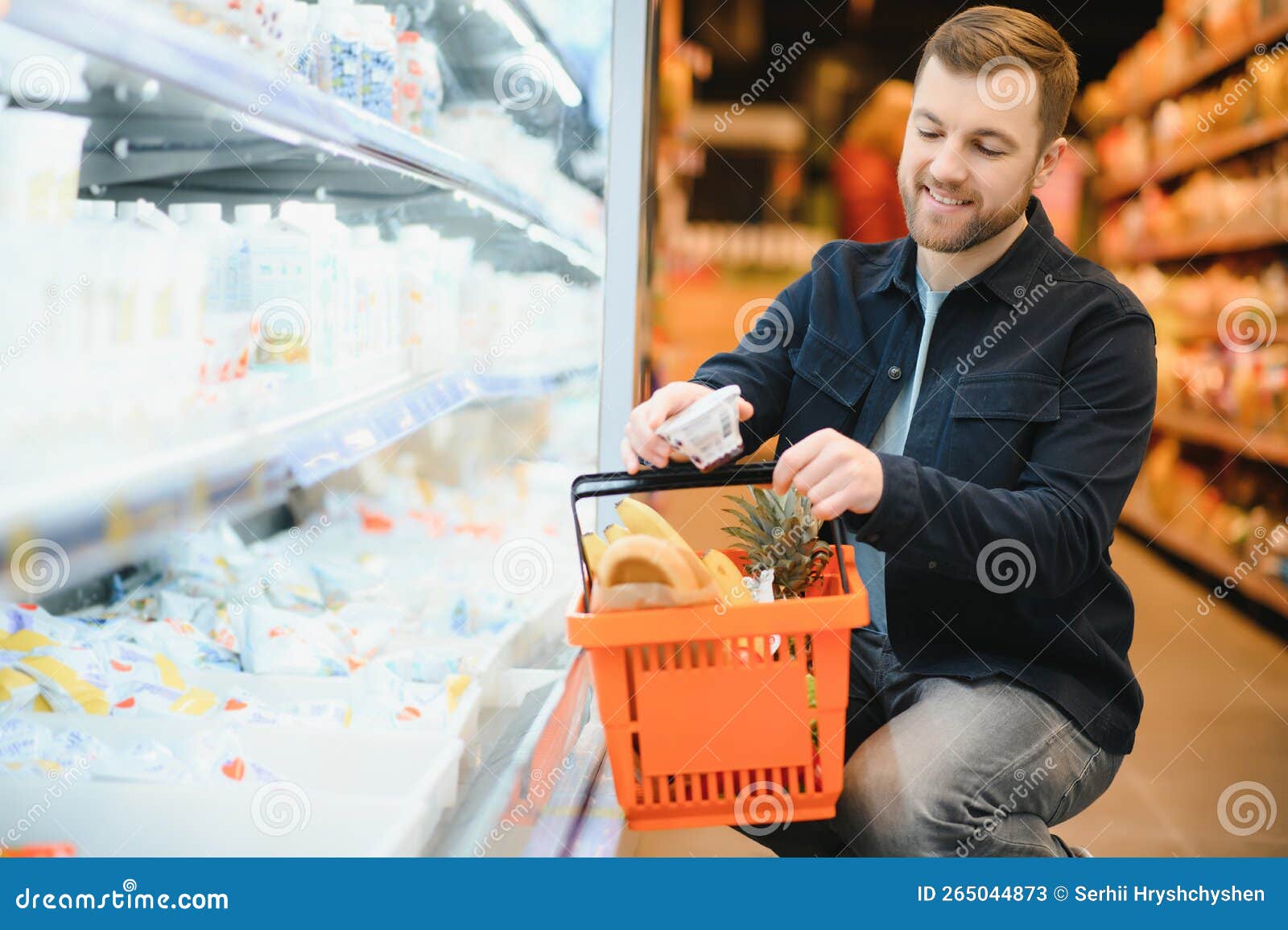 Man in Supermarket, Grocery Store Customer Stock Image - Image of ...