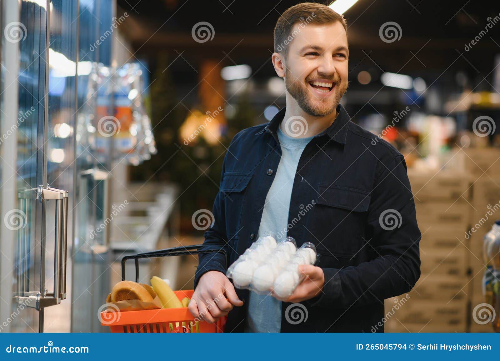 Man in Supermarket, Grocery Store Customer Stock Photo - Image of ...