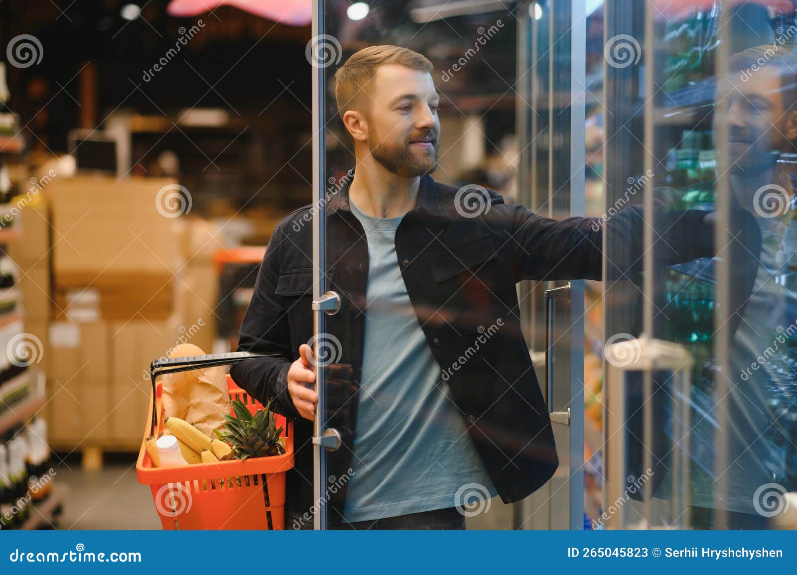 Man in Supermarket, Grocery Store Customer Stock Image - Image of ...