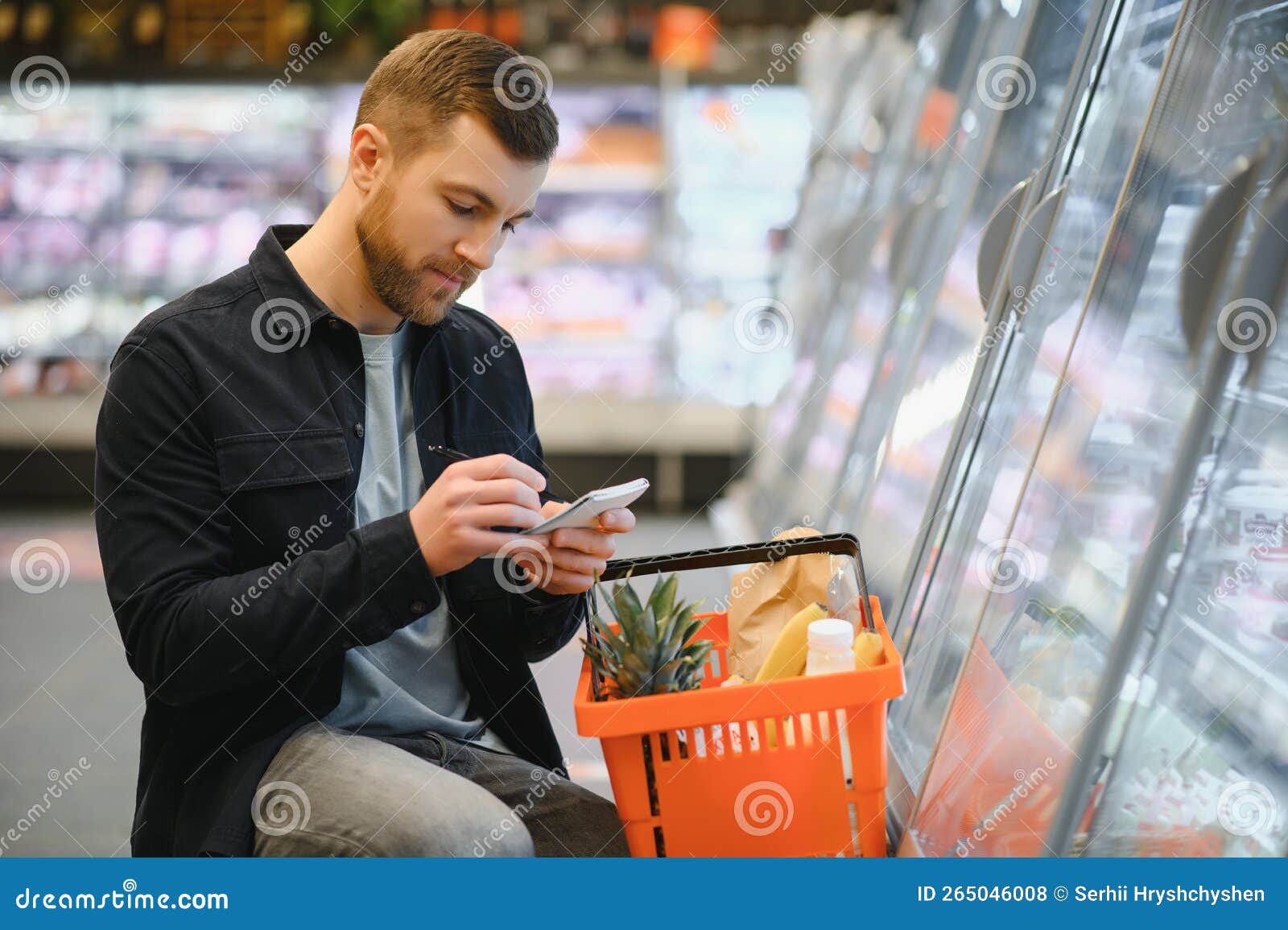 Man in Supermarket, Grocery Store Customer Stock Photo - Image of ...