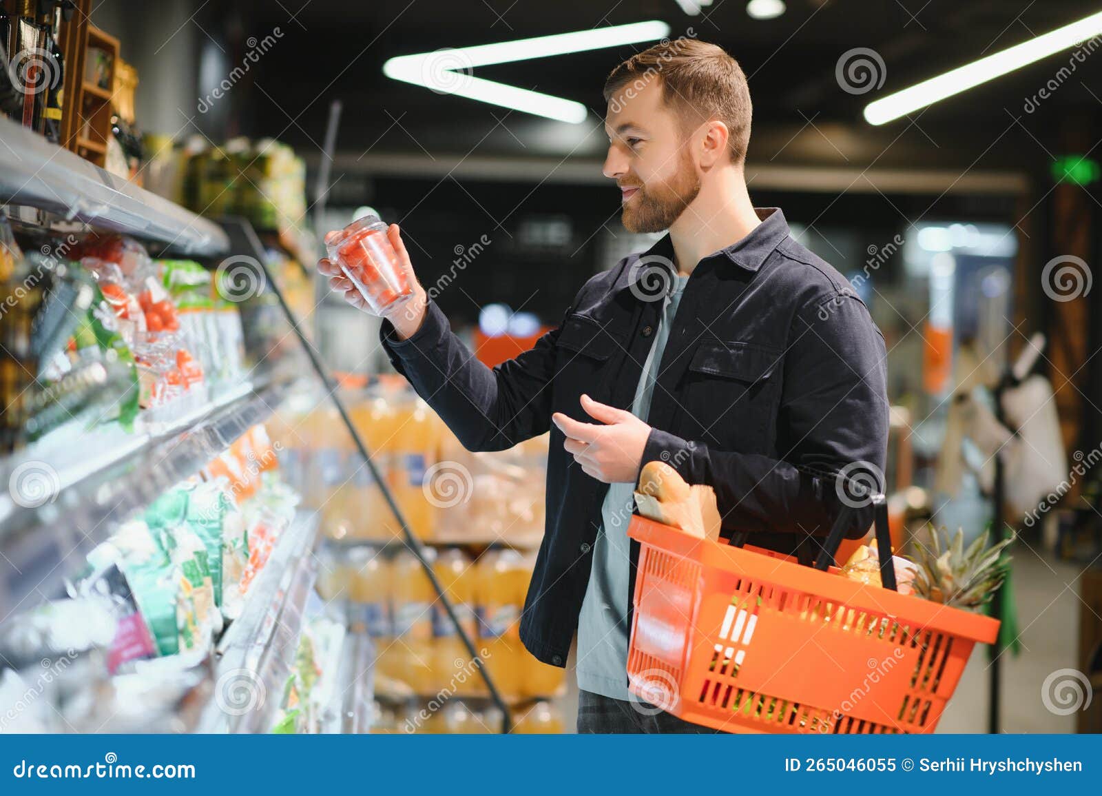 Man in Supermarket, Grocery Store Customer Stock Image - Image of ...