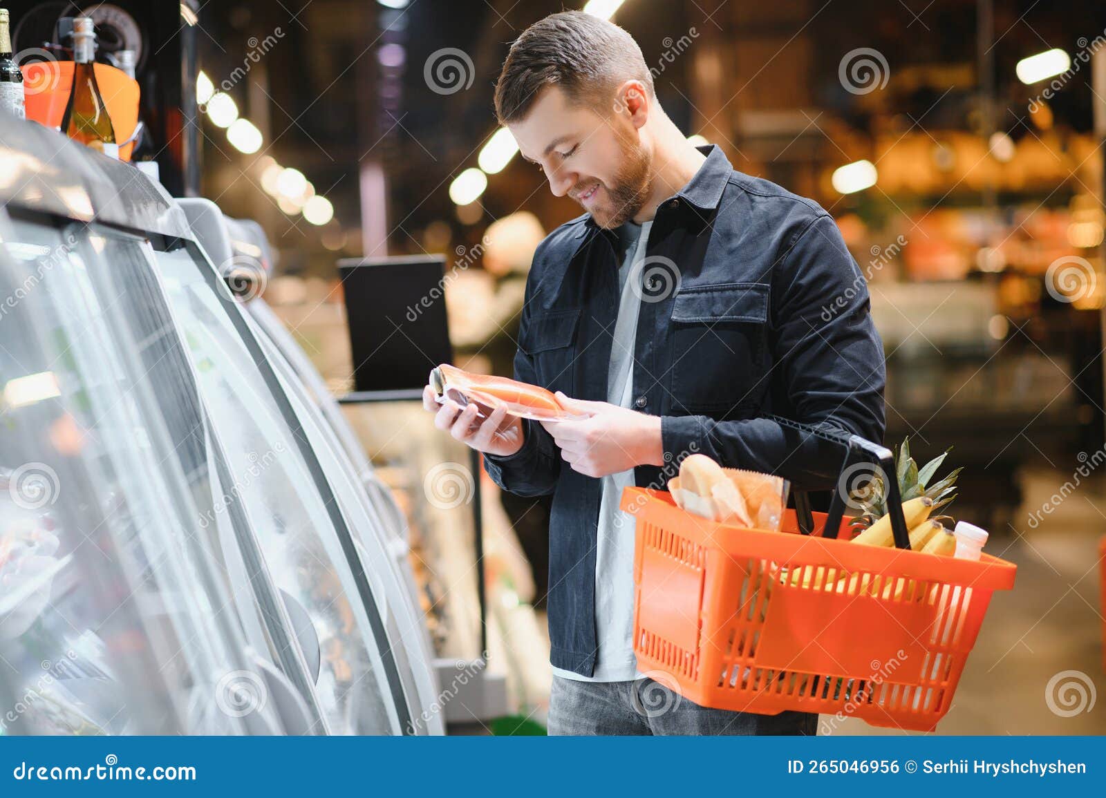 Man in Supermarket, Grocery Store Customer Stock Photo - Image of ...