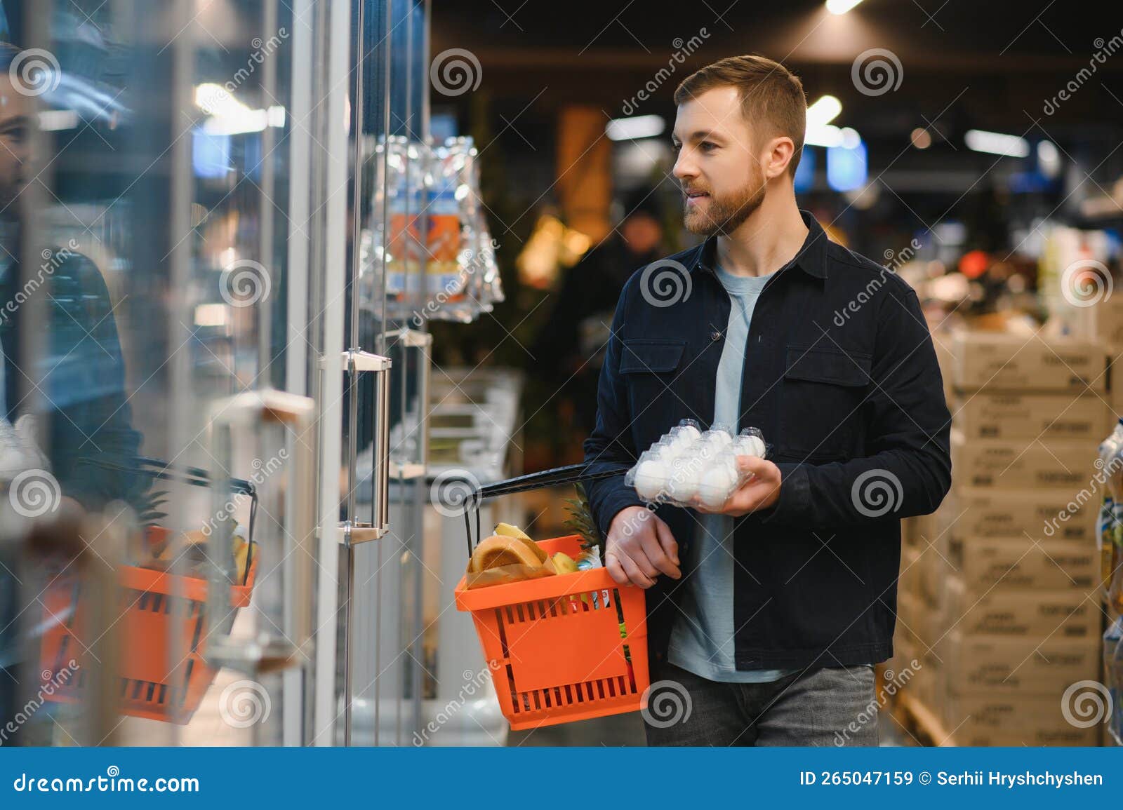 Man in Supermarket, Grocery Store Customer Stock Image - Image of ...