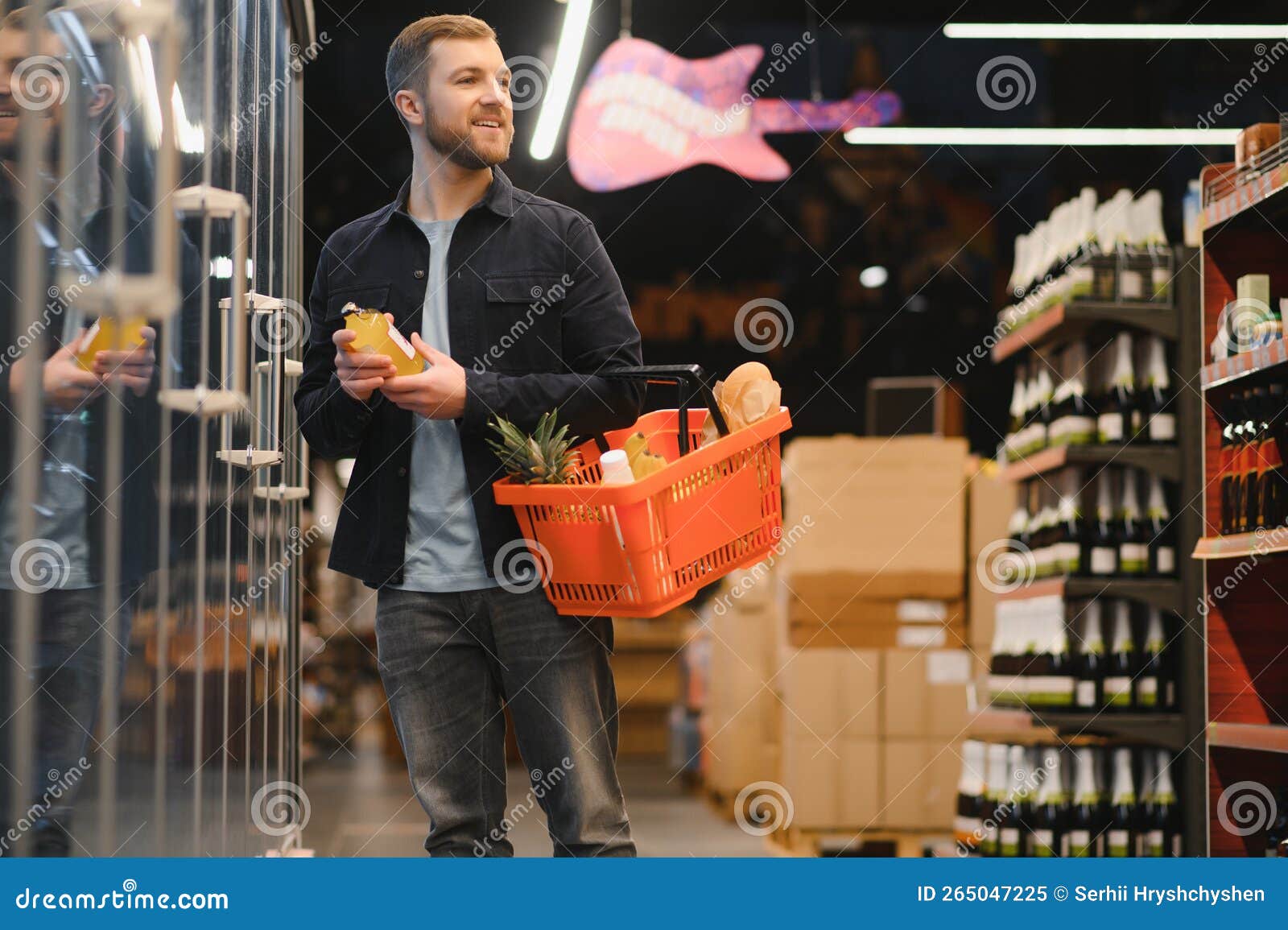 Man in Supermarket, Grocery Store Customer Stock Image - Image of ...