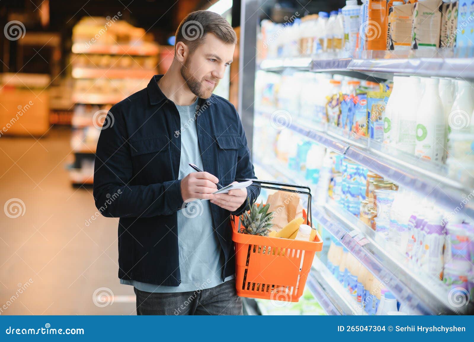 Man in Supermarket, Grocery Store Customer Stock Photo - Image of ...