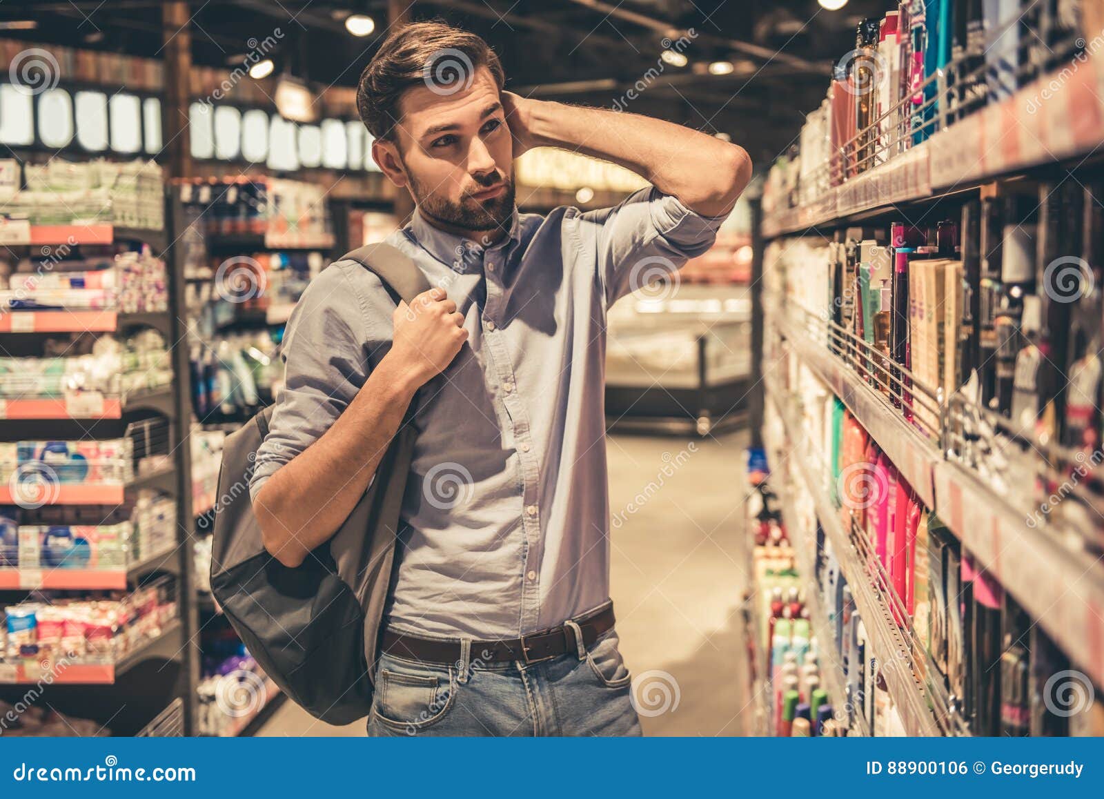Man at the supermarket stock photo. Image of cleaning - 88900106