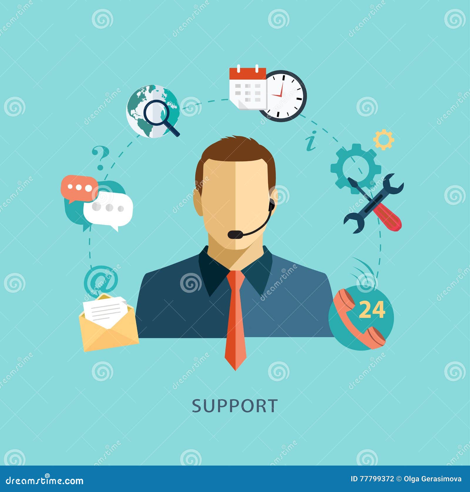 Man Support Operator Flat Illustration Stock Vector - Illustration of ...