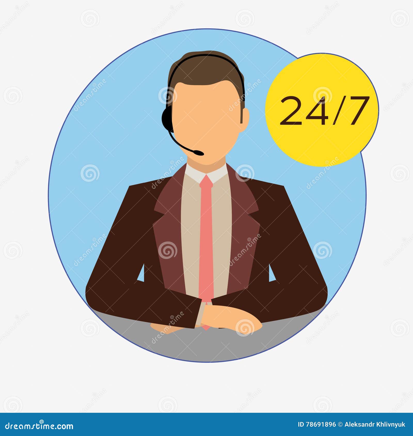 Man Support Operator. Flat Illustration. Stock Illustration ...