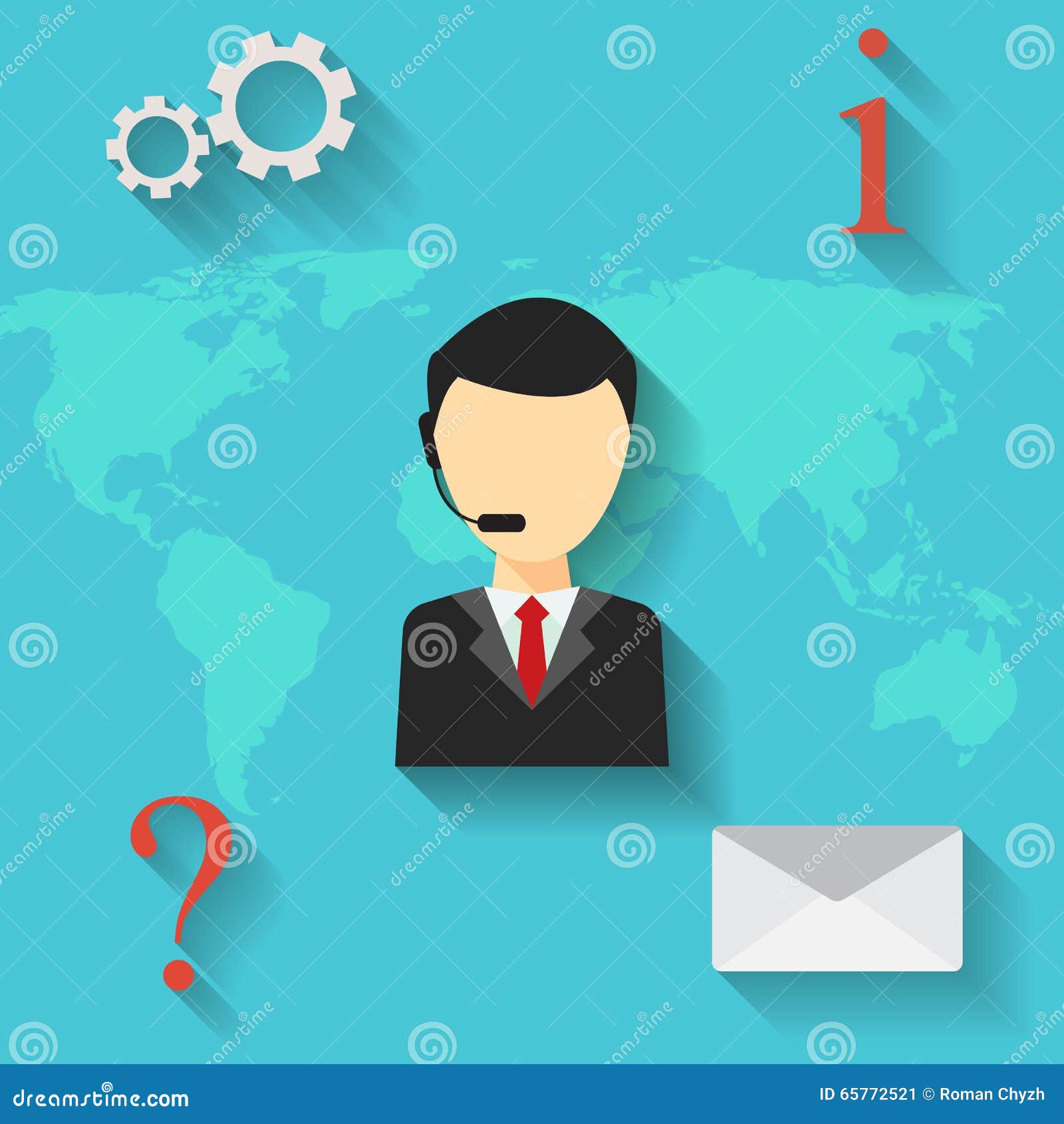 Man Support Operator. Vector Illustration. Stock Vector - Illustration ...