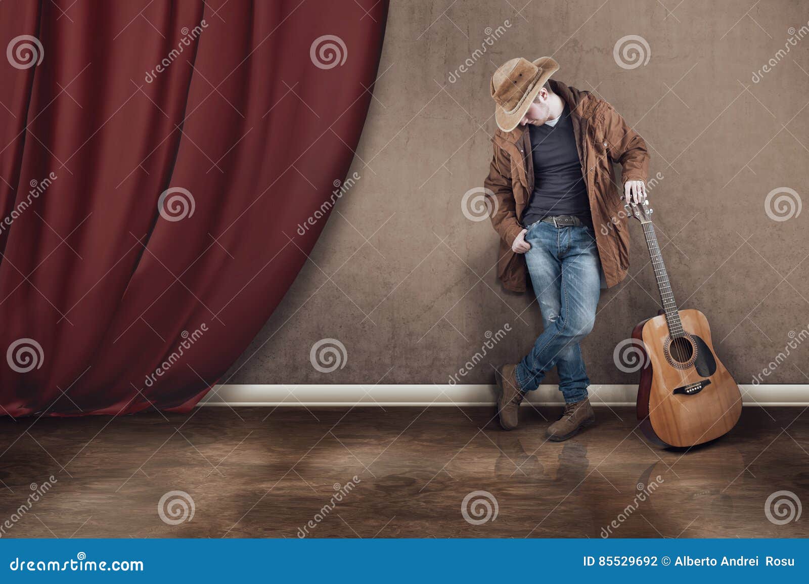 Man supported by guitar stock photo. Image of instrument - 85529692