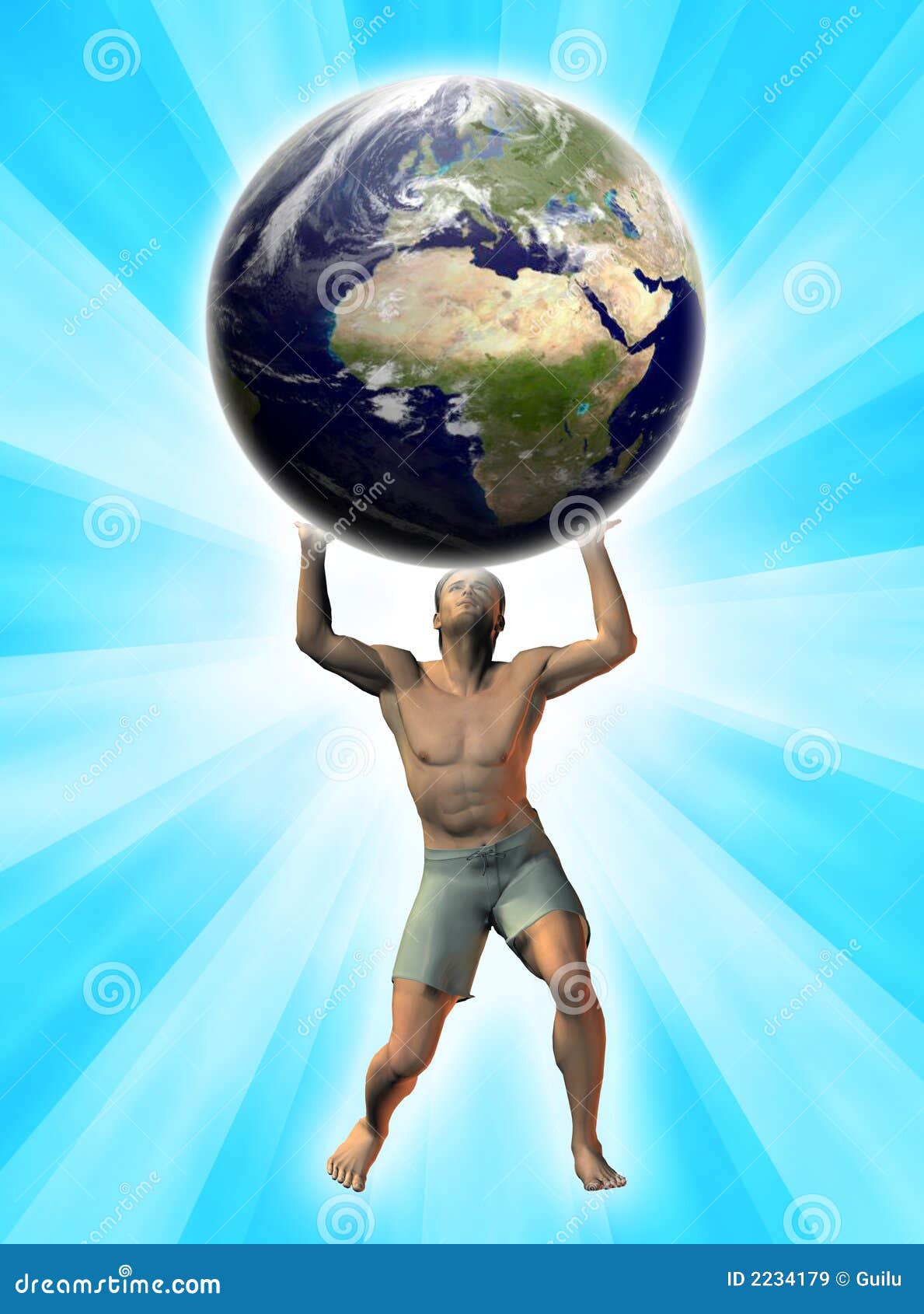 Man supporting the world stock illustration. Illustration of powerful ...