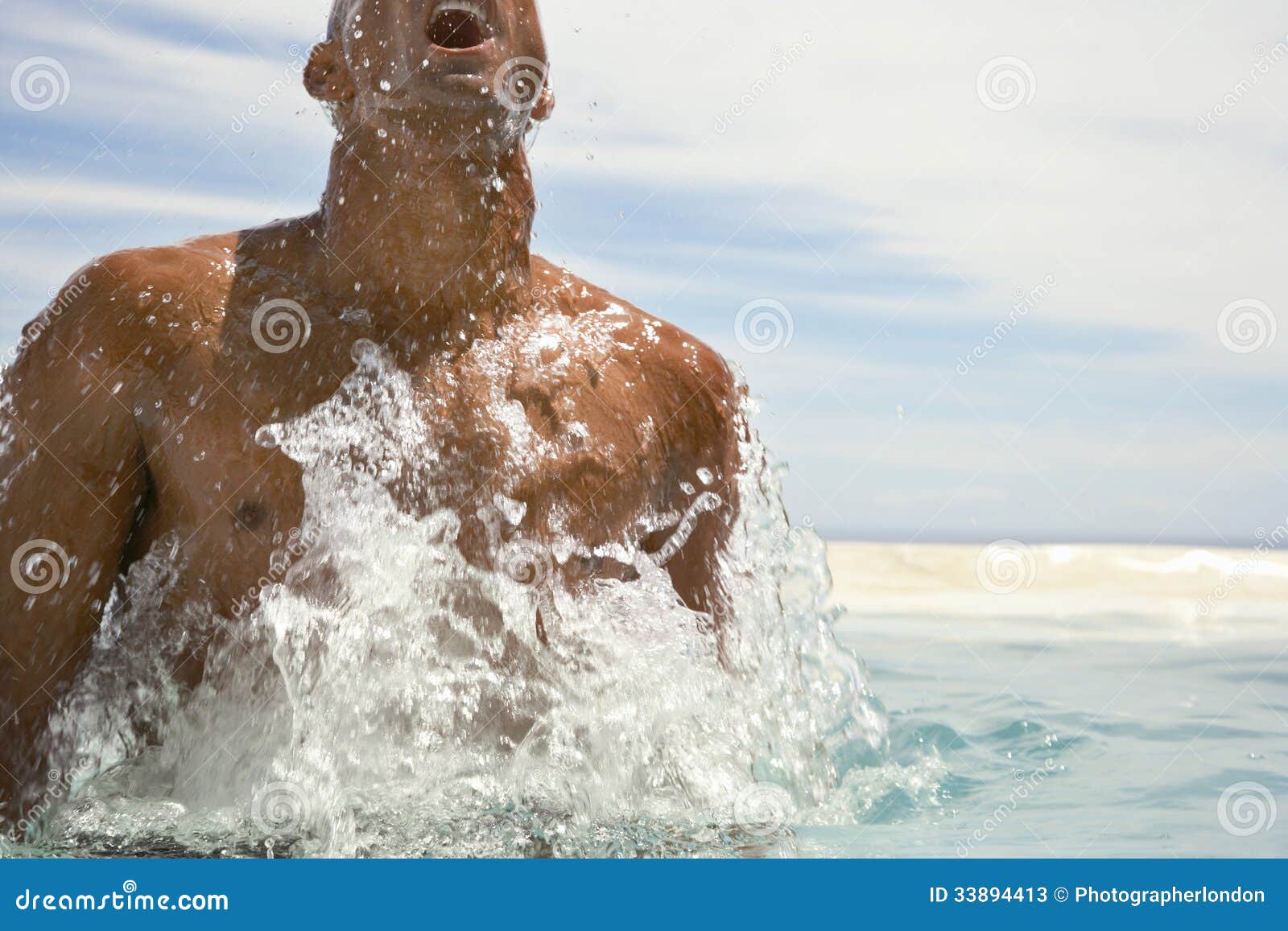 Man Surfacing in Swimming Pool Stock Image - Image of refreshment, race ...